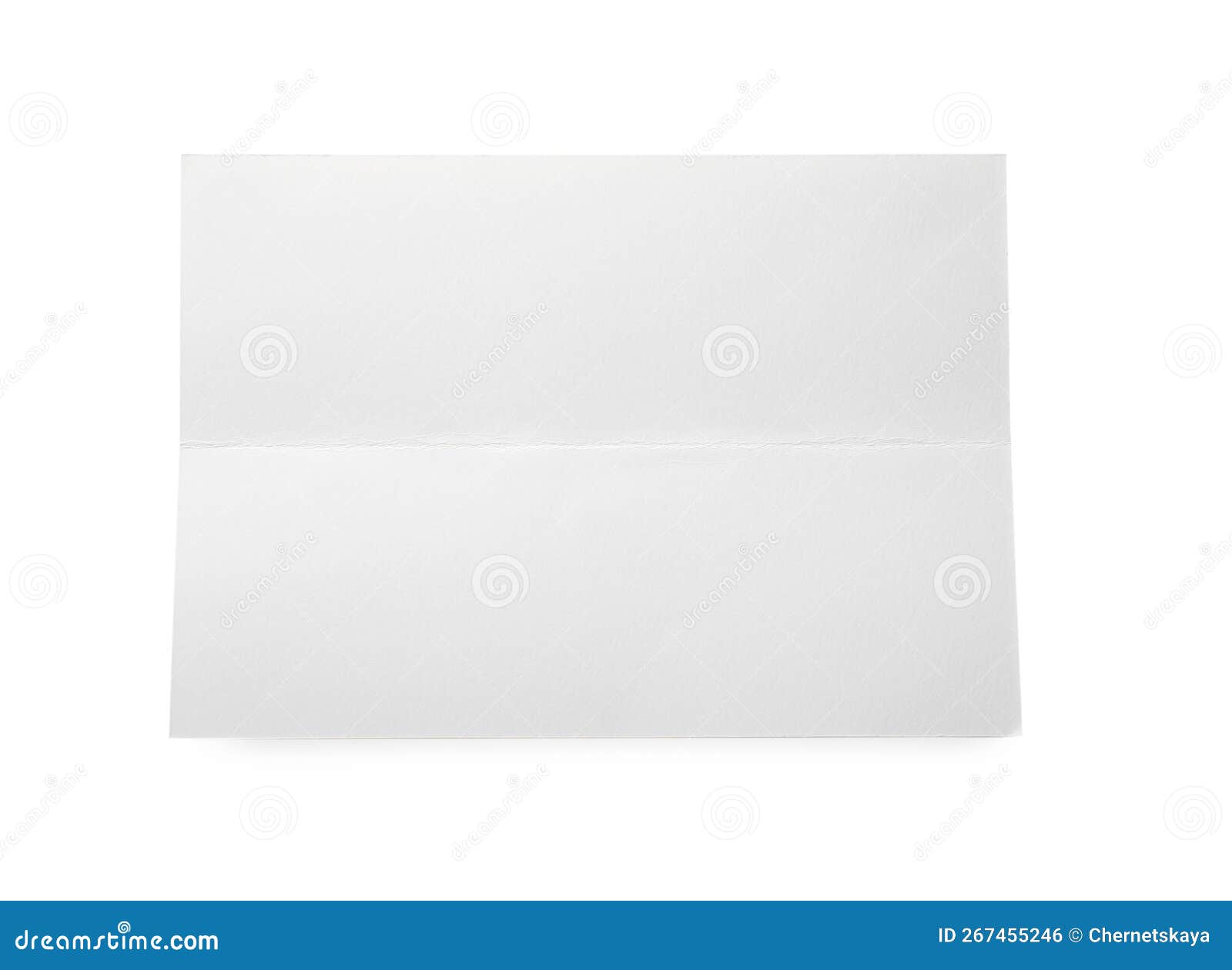 Blank Paper Sheet with Crease Isolated on White, Top View Stock Photo ...