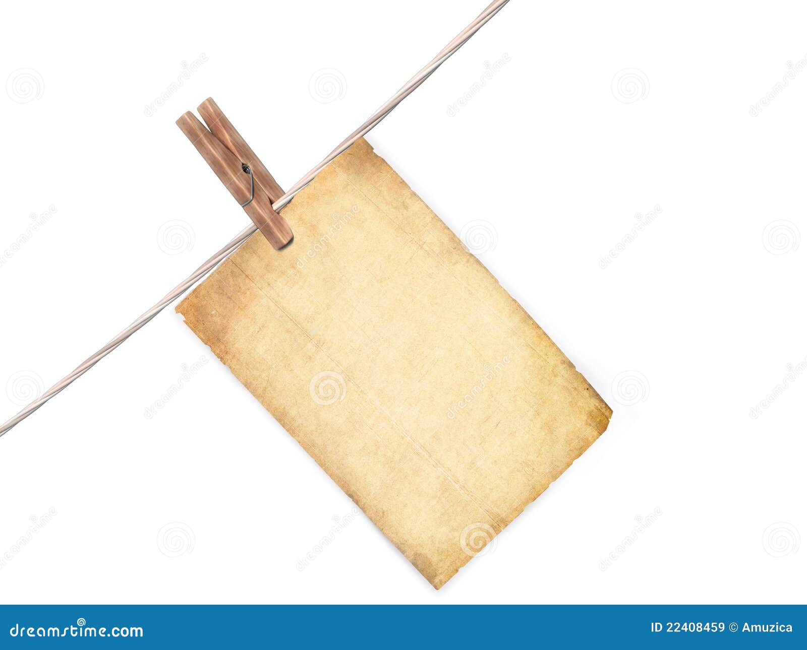 Blank Paper Sheet Hanging on a Rope Stock Image - Image of memory ...