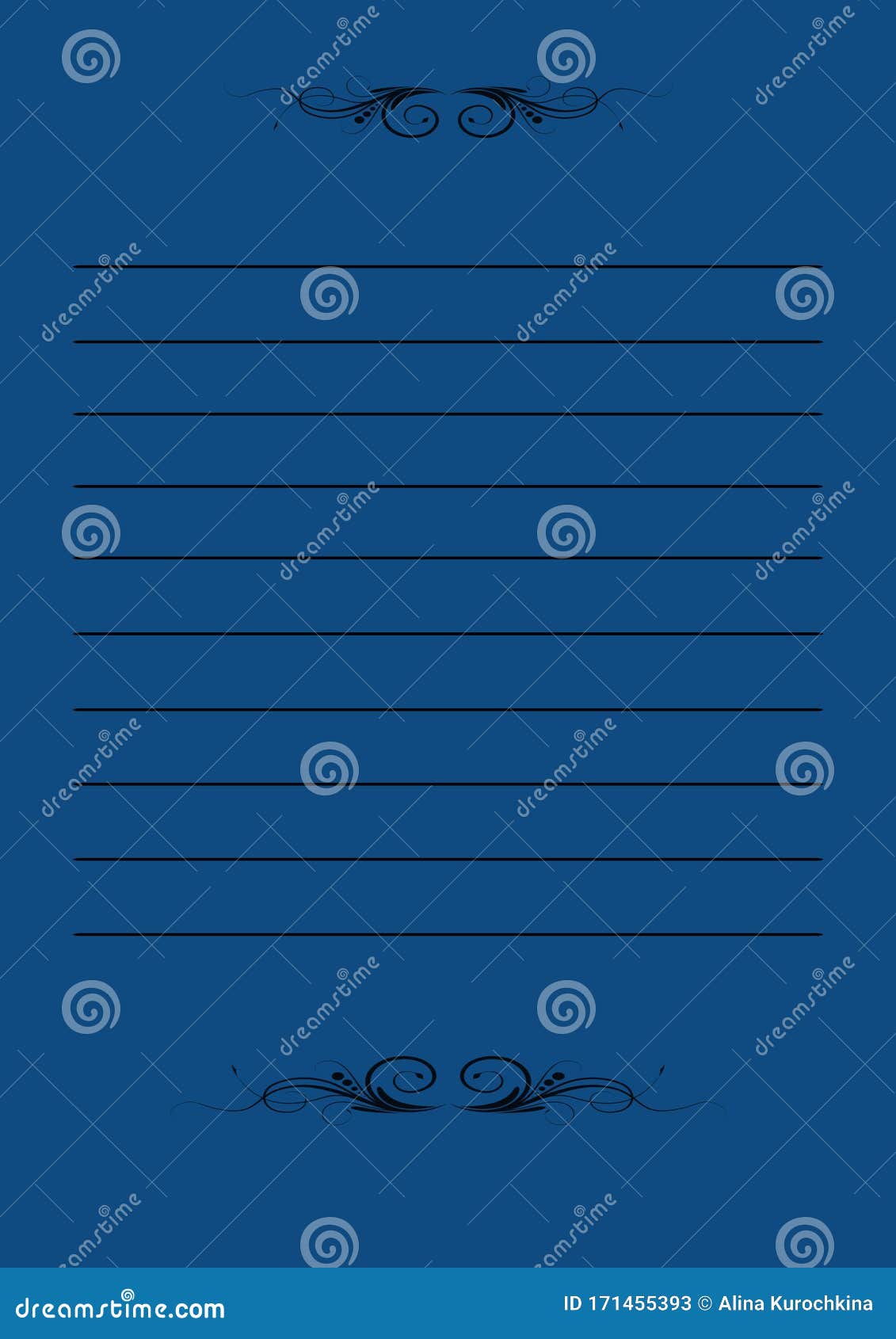 Blank Paper Sheet with Lines, Margin and Holes. PANTONE Blue, Classic ...