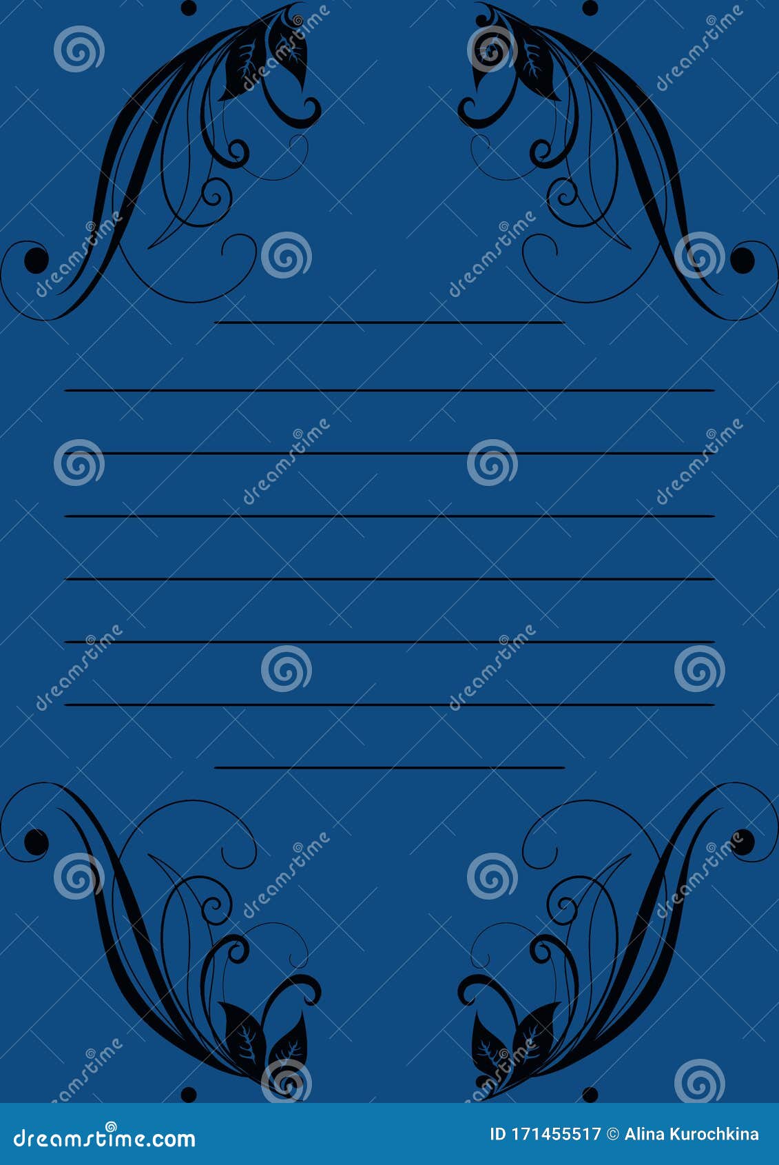 Blank Paper Sheet with Lines, Margin and Holes. PANTONE Blue, Classic ...