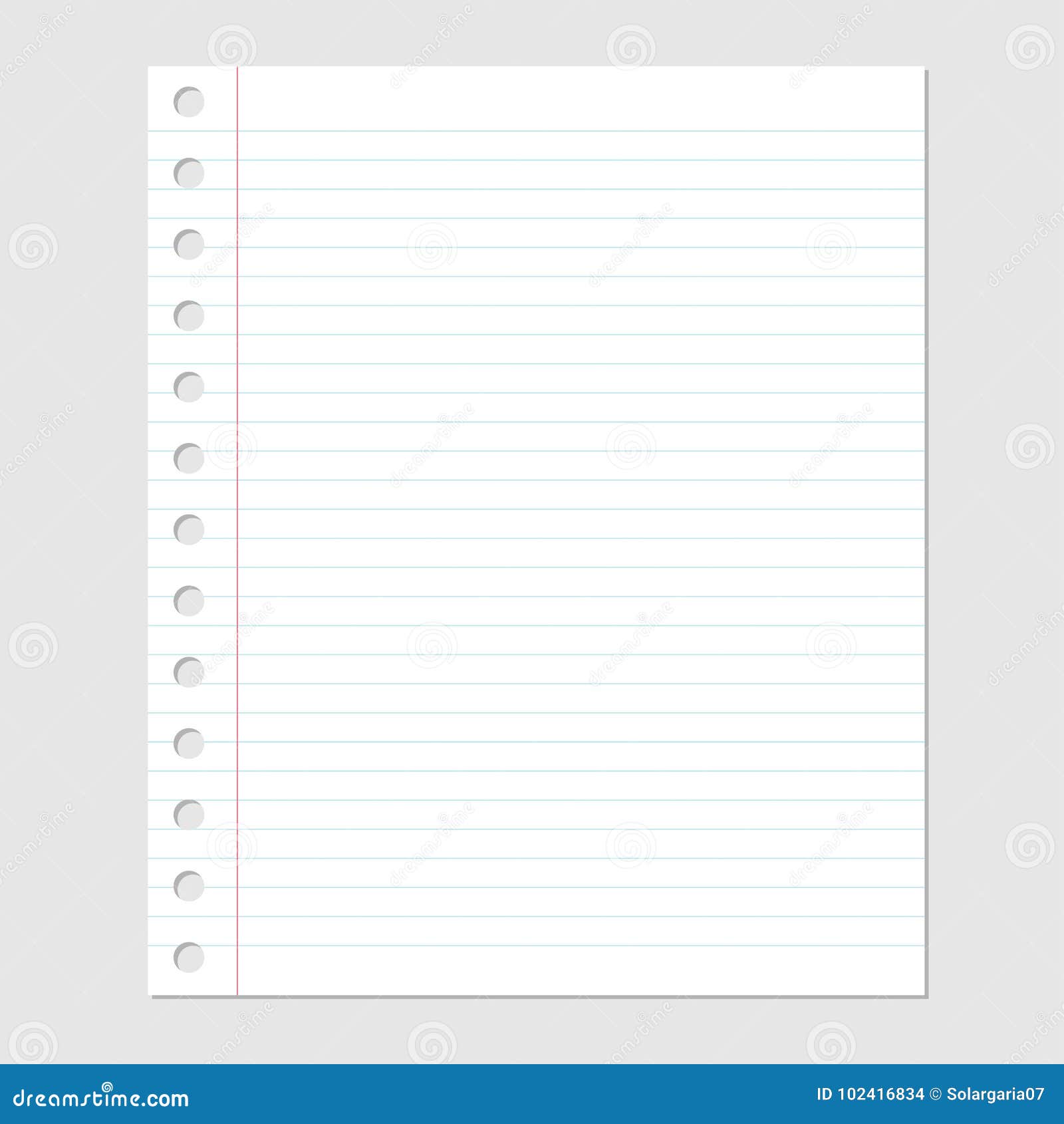 Blank Paper Sheet with Lines and Holes-Vector Illustration Stock Vector ...