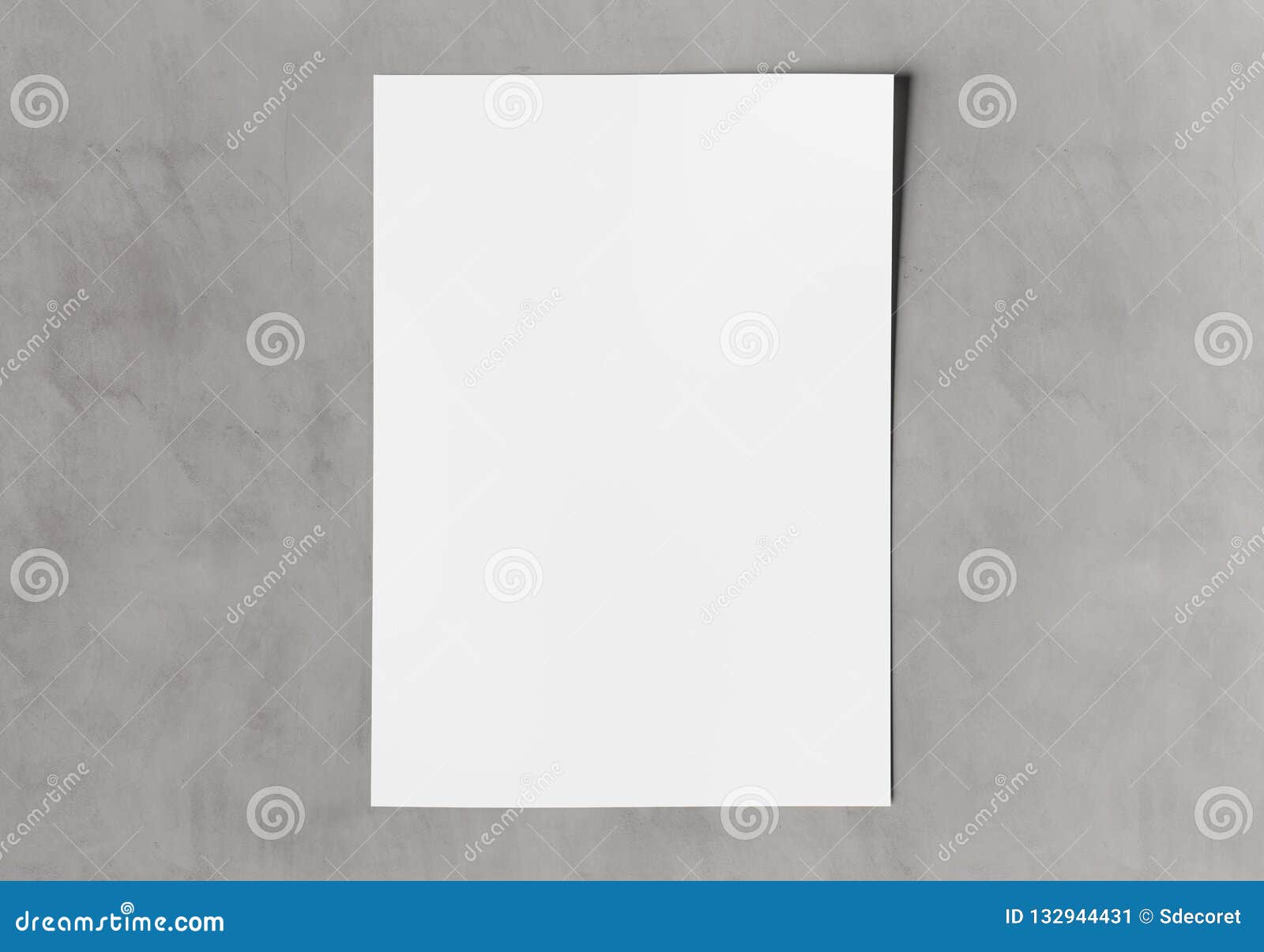 A4 Blank Paper Sheet Mockup on Concrete 3D Rendering Stock Illustration ...