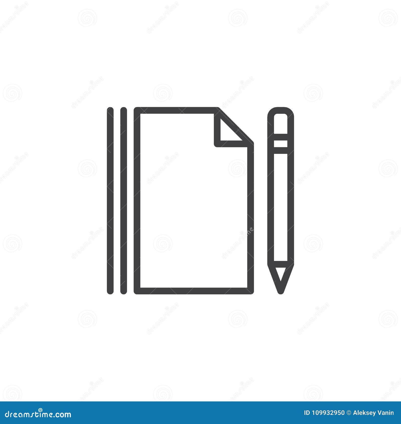 Blank Paper Sheet and Pen Outline Icon Stock Vector - Illustration of ...