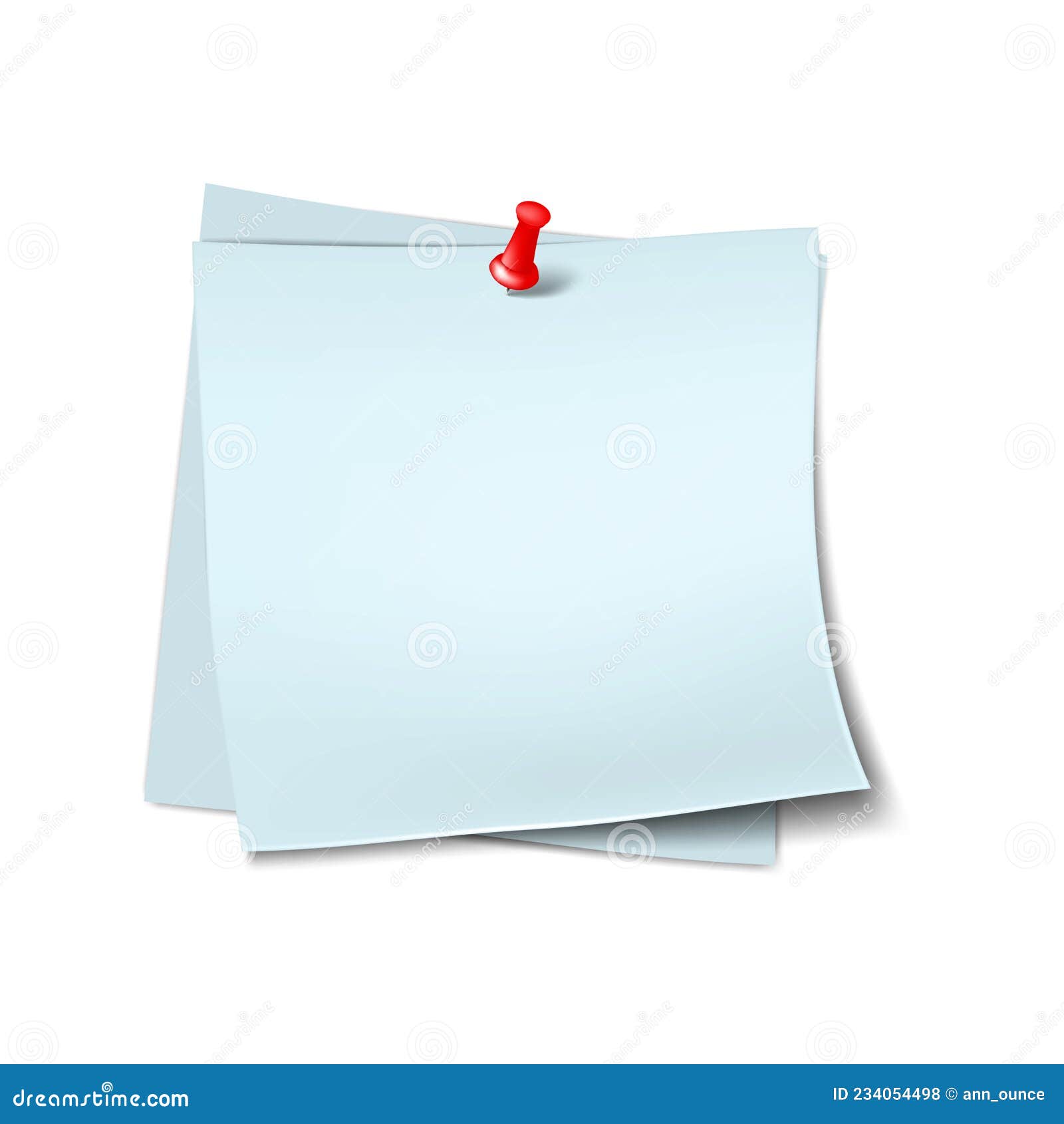Blank Paper Sheet with Push Pin - Mock-up. Important Note with Pushpin ...