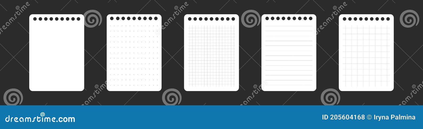 Blank Paper Sheets from Notebook. Empty Paper Collection for Writing in ...