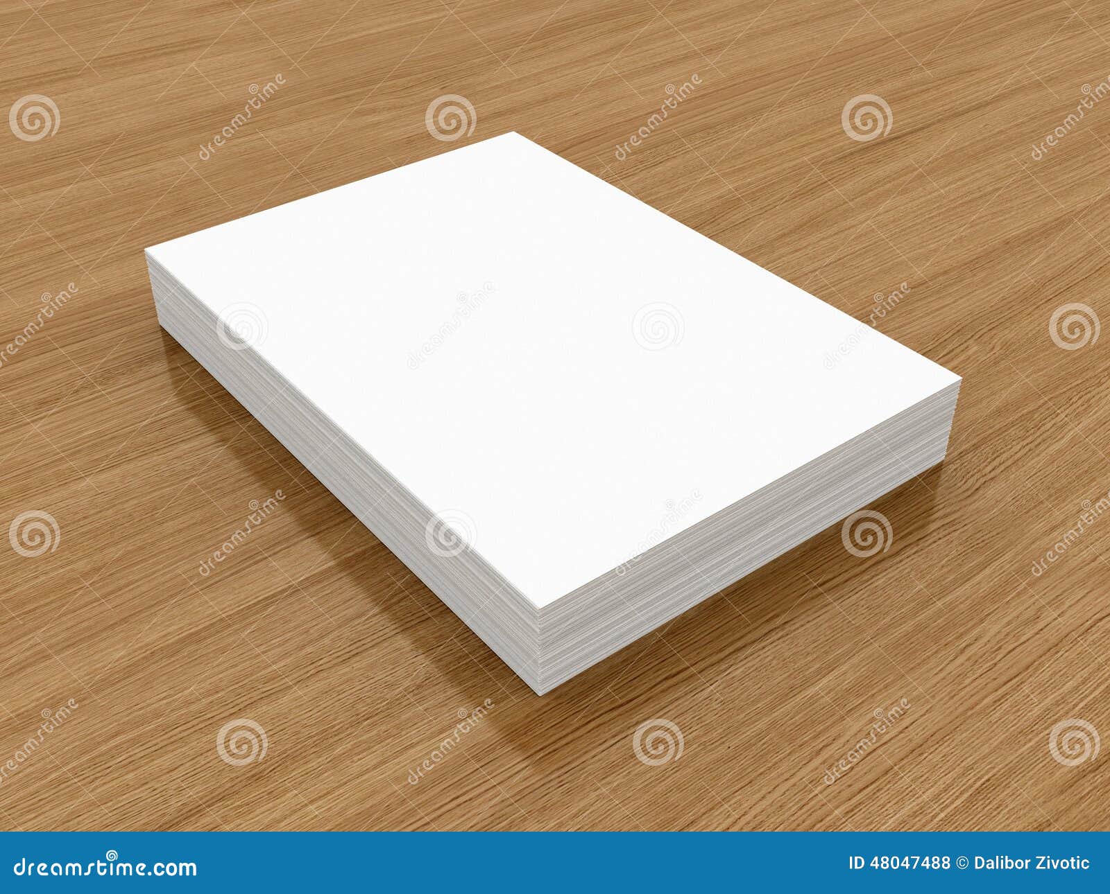 A4 Blank Paper Stack, Mockup, Wood Background Royalty-Free Stock Image ...
