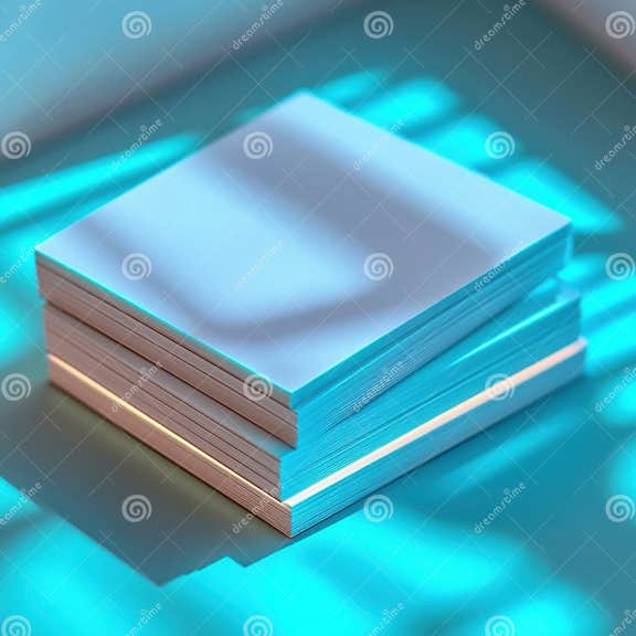 Blank Paper Stacks with Soft Blue Shadows Stock Photo - Image of form ...