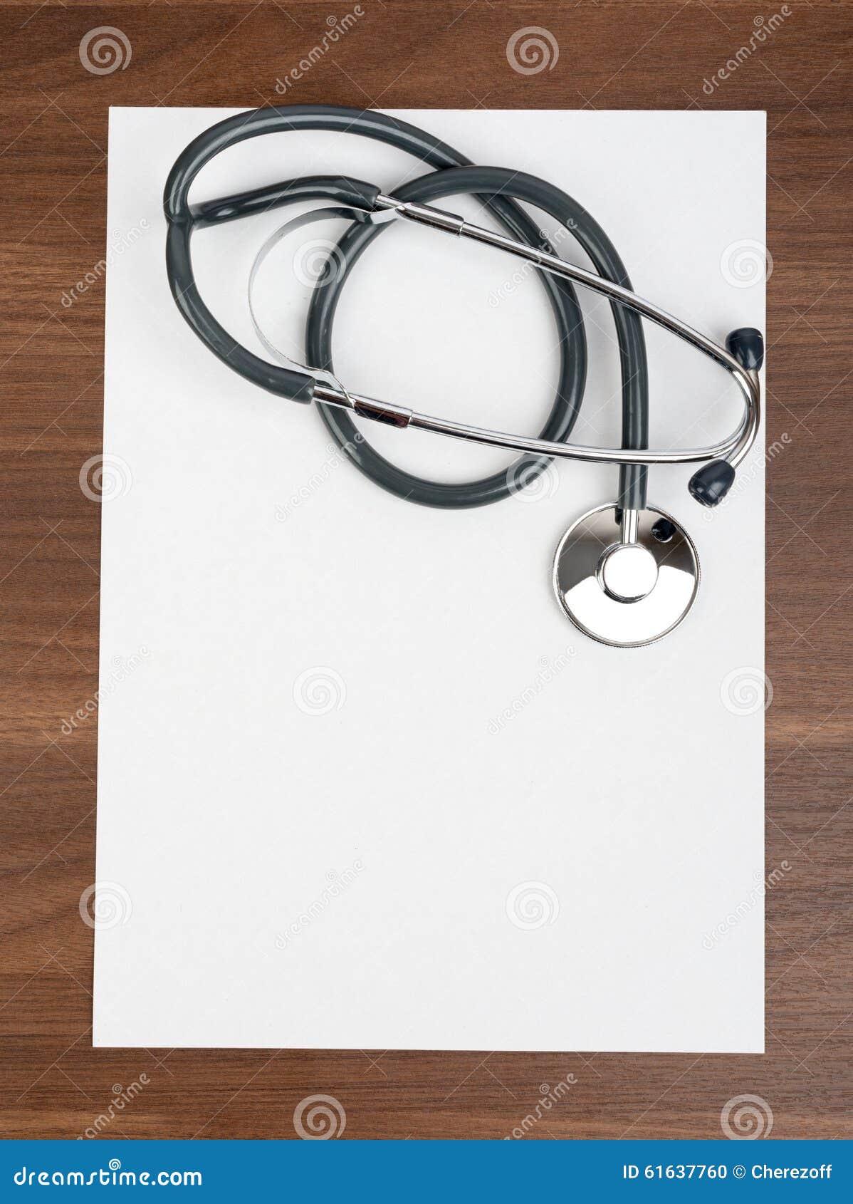 Blank Paper with Stethoscope Stock Photo - Image of paper, wood: 61637760