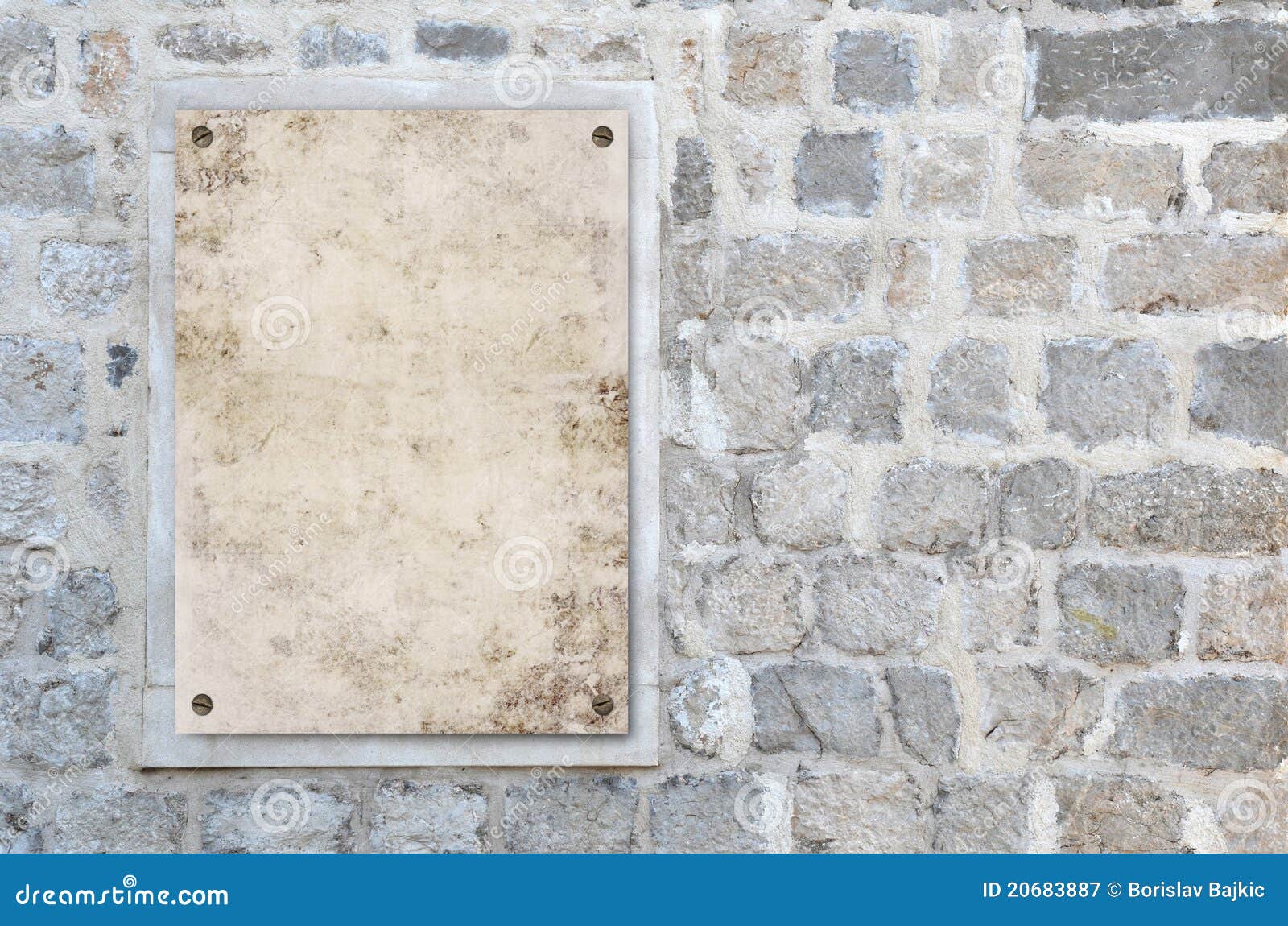 Blank Paper on the Stone Wall Stock Image - Image of empty, border ...