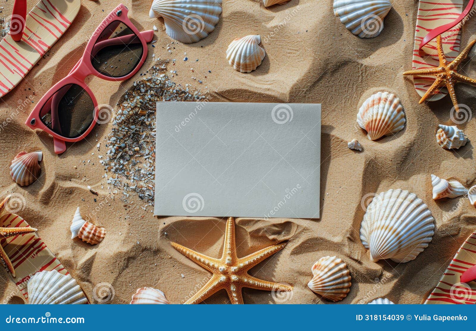 Blank Paper Surrounded by Sea Shells and Starfish Stock Image - Image ...