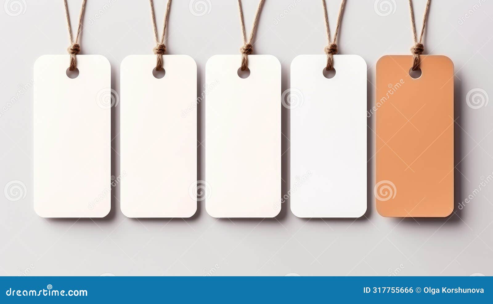 Blank Paper Tags with Strings for Retail Display. Stock Photo - Image ...