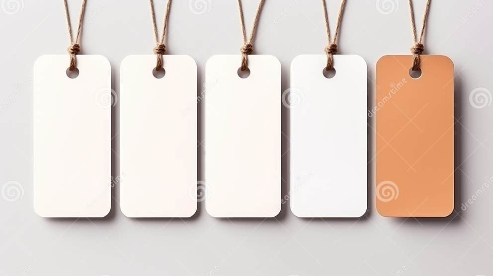 Blank Paper Tags with Strings for Retail Display. Stock Photo - Image ...