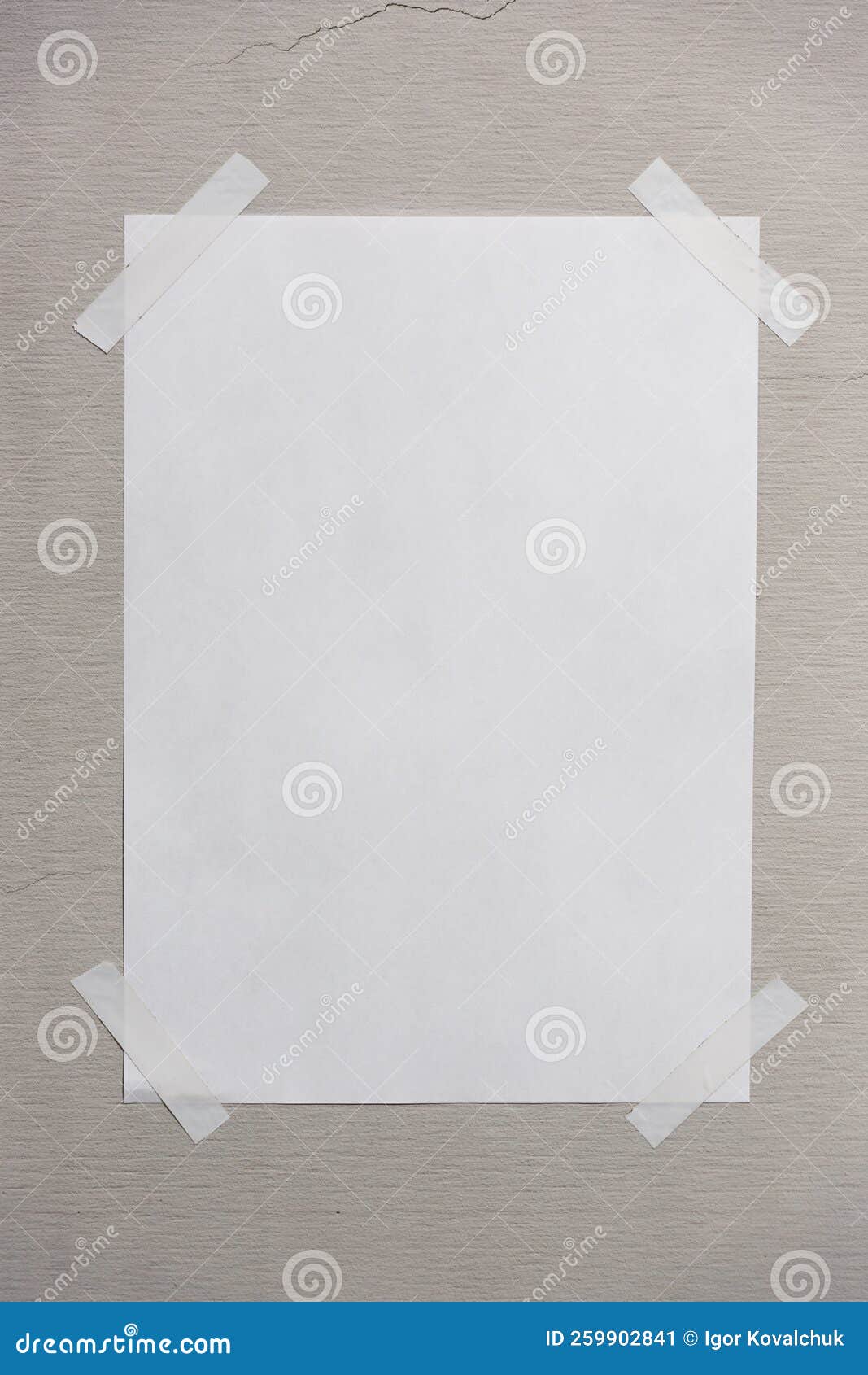 Blank Paper Taped on the Wall Stock Image - Image of border ...