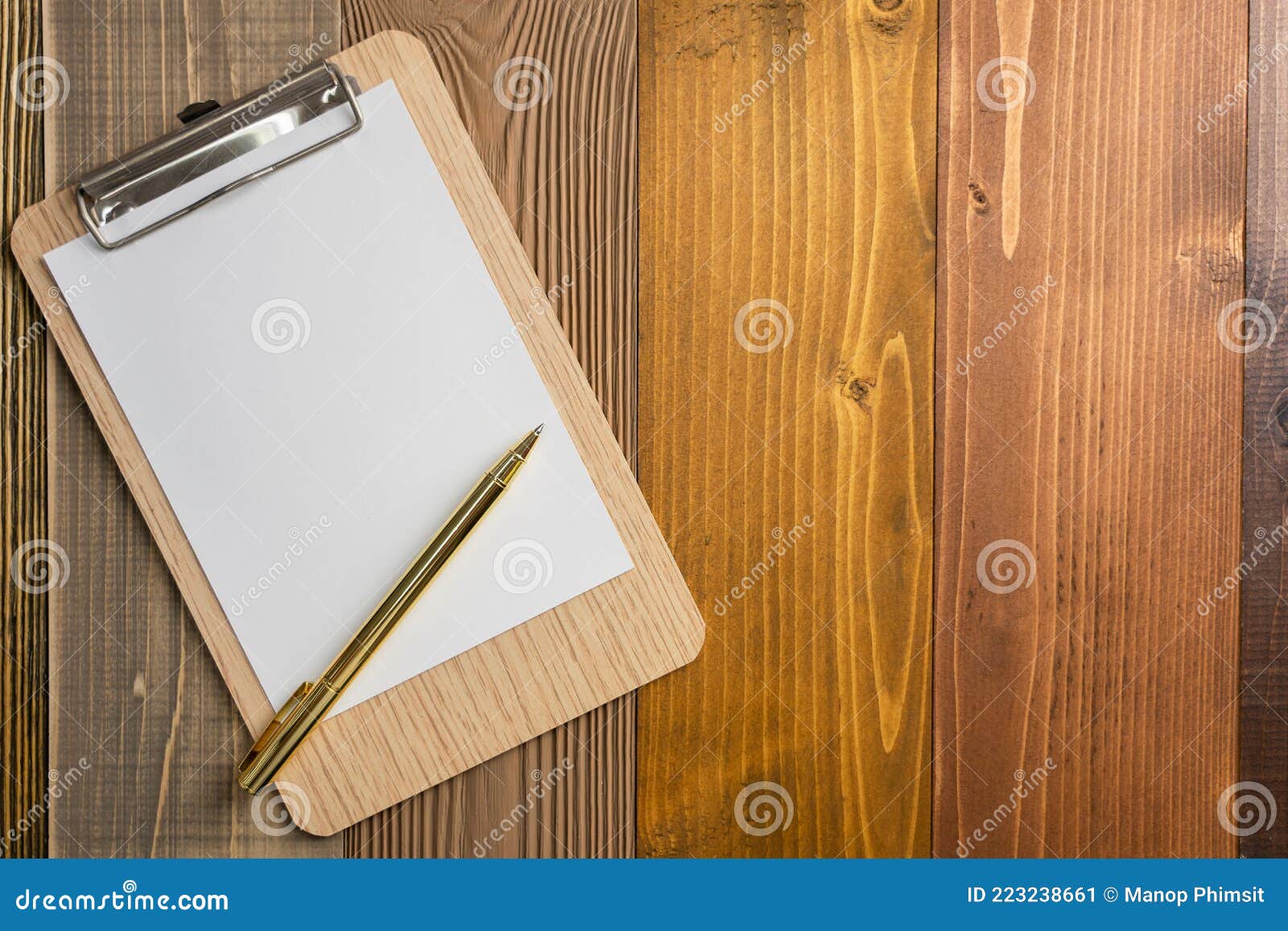Blank Paper To Note on the Wood Stock Image - Image of business, table ...