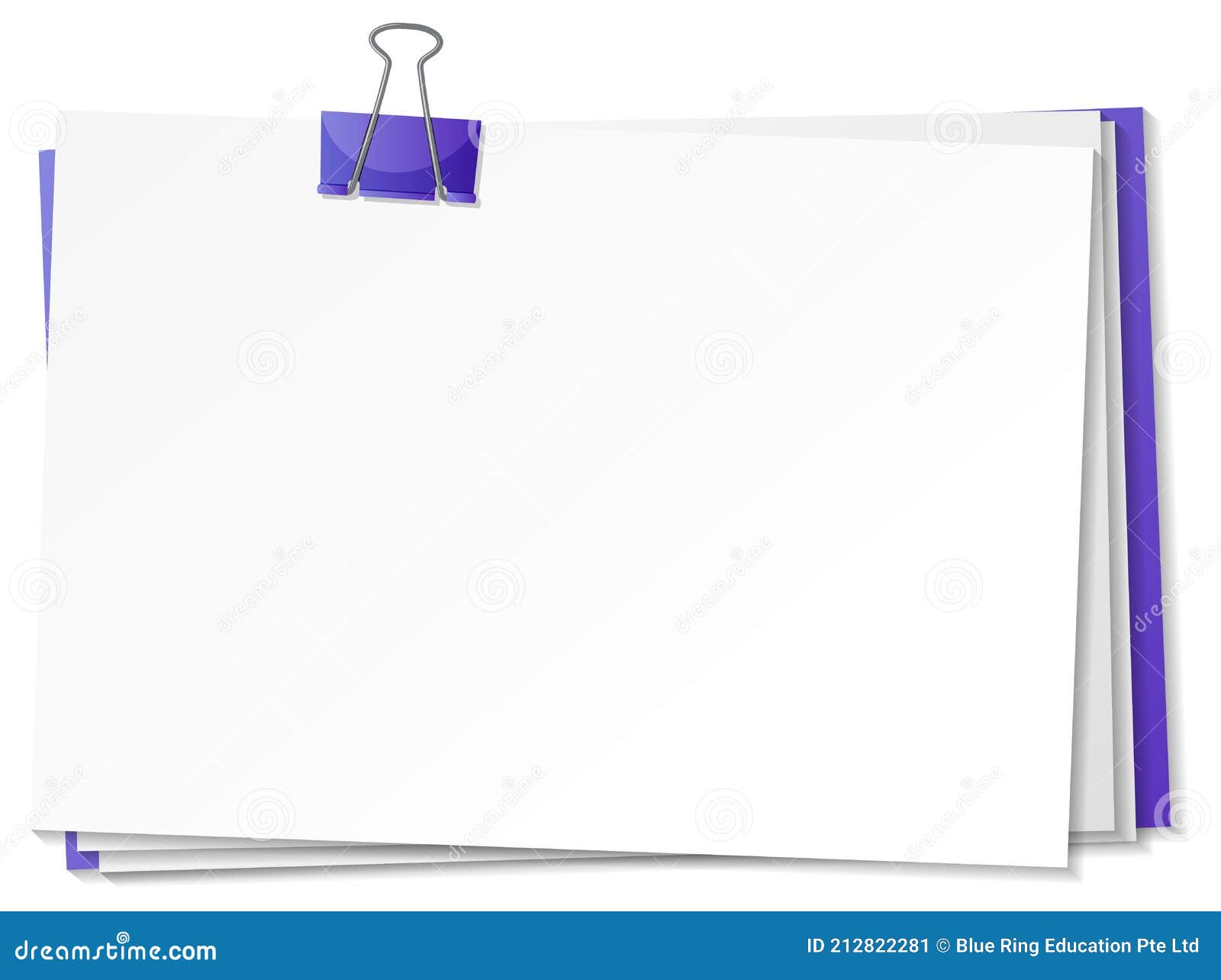 Blank Papers and Binder Clip Template Stock Vector - Illustration of ...