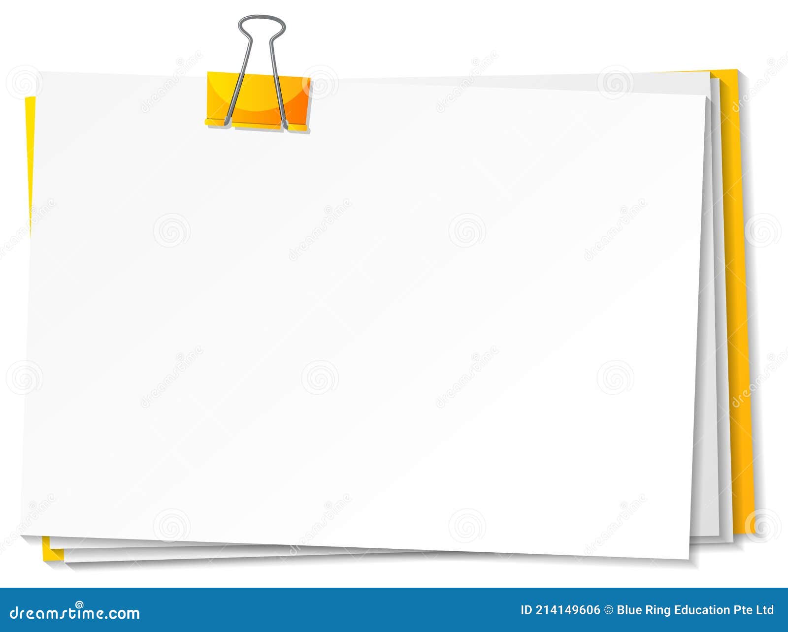 Blank Papers and Binder Clip Template Stock Vector - Illustration of ...