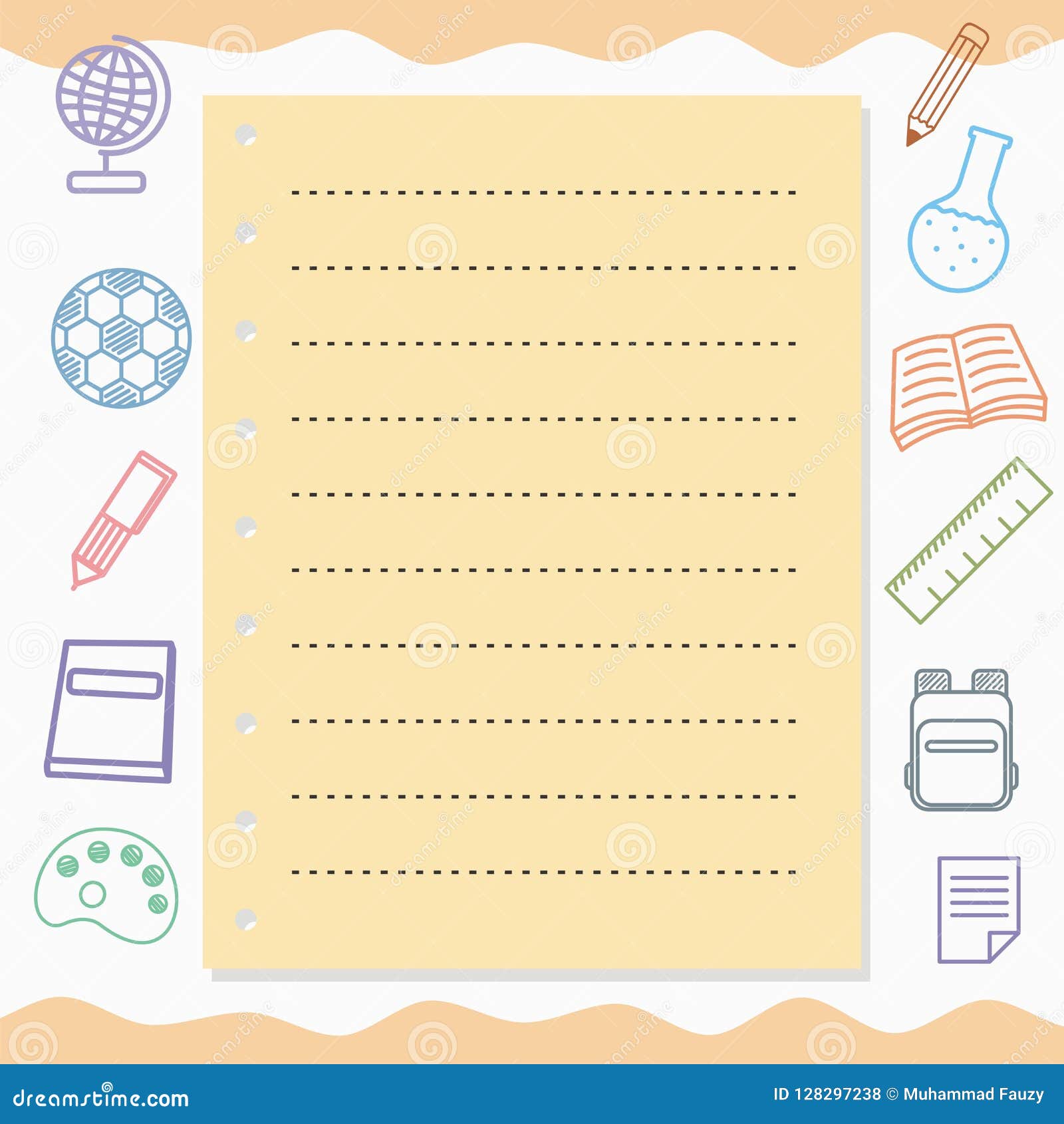 Blank Papper Illustration with Cute Icon Stock Vector - Illustration of ...