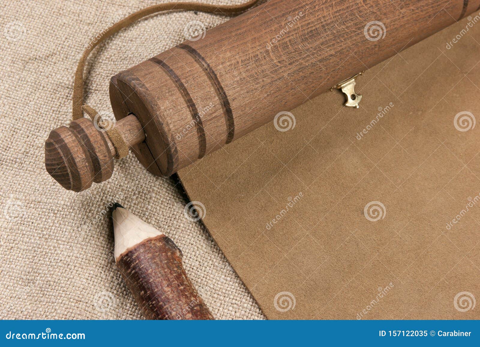 Blank Parchment Scroll and Pencil Stock Image - Image of learning ...