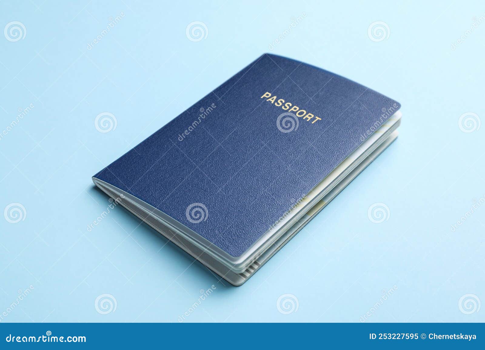 Blank Passport on Light Blue Background, Closeup Stock Image - Image of ...