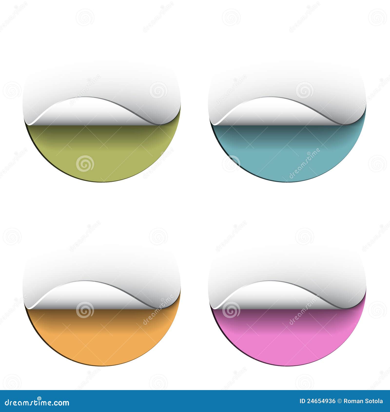 Blank Peeling Circle Stickers Stock Vector - Illustration of curled ...
