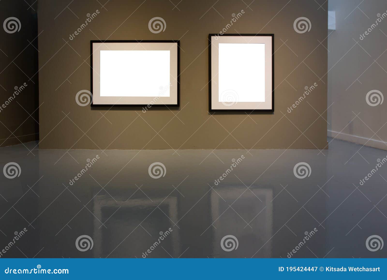 Blank Photo Frame on Golden Wall in Art Gallery Stock Image - Image of ...