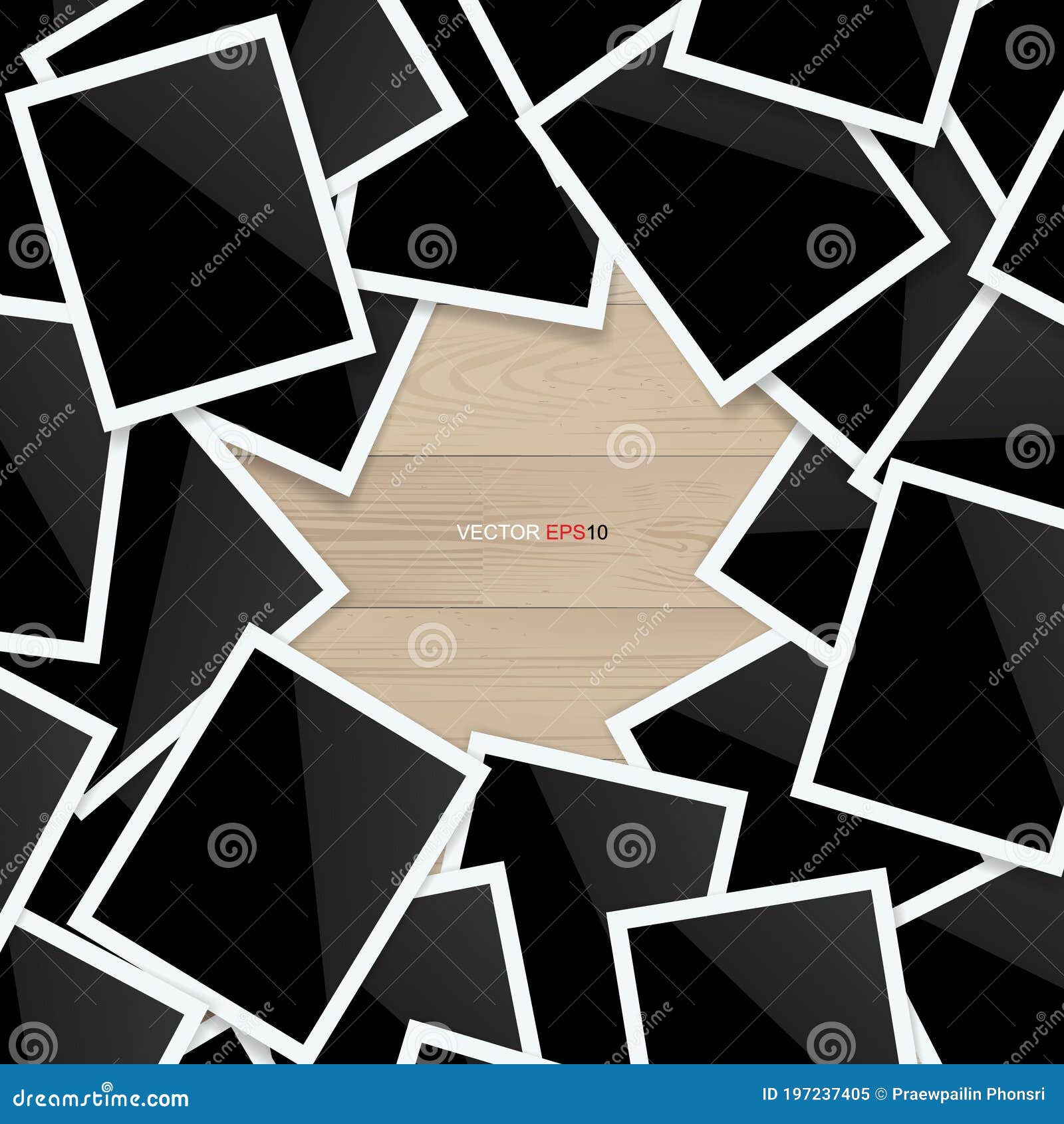 Blank Photo Frame or Picture Frame on Wood Background. Vector Stock ...