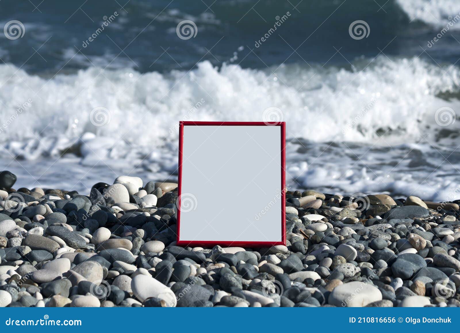 Blank frame on the beach stock photo. Image of foam - 210816656