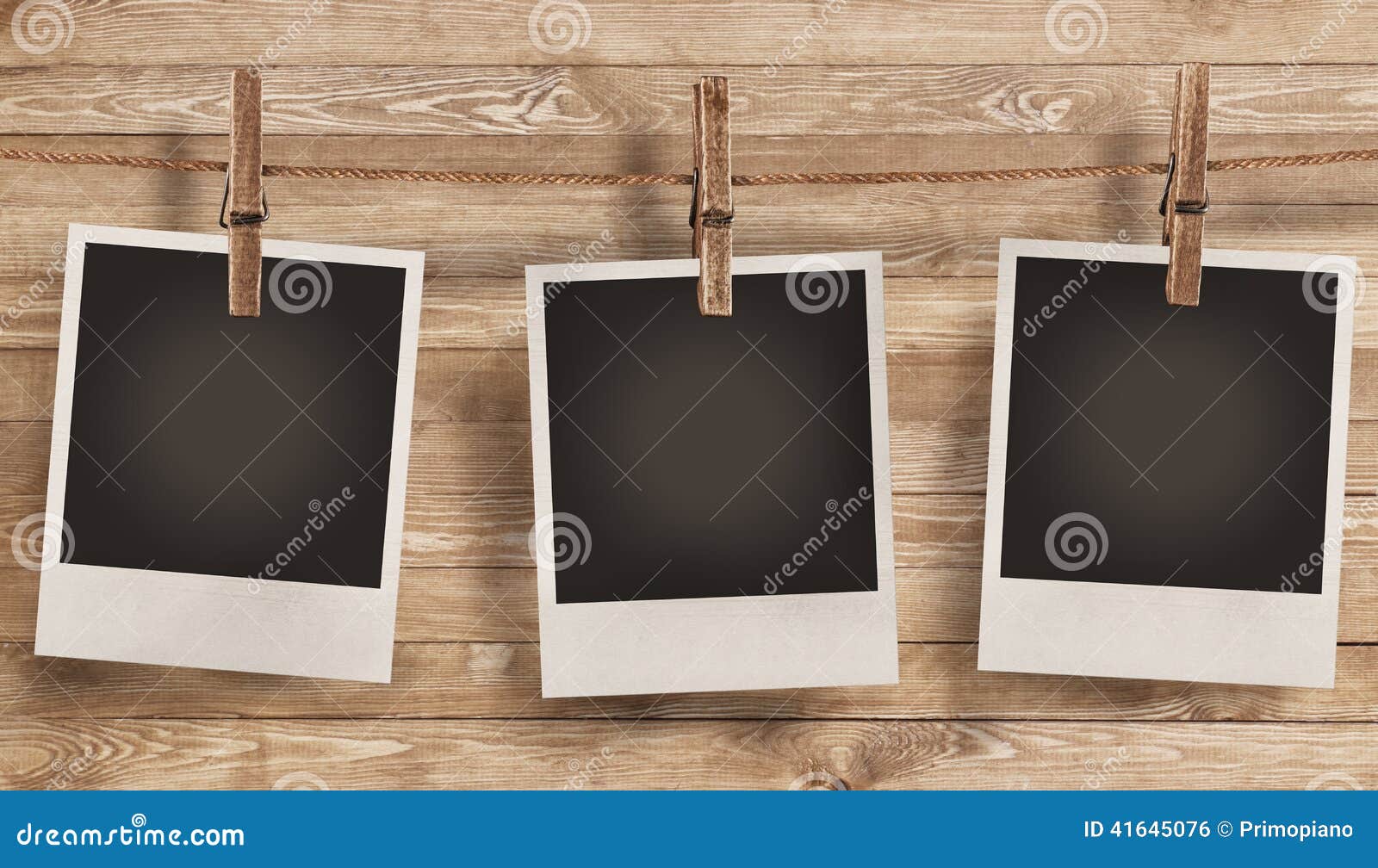 Blank Photo Frame on Wooden Background Stock Photo - Image of blank ...