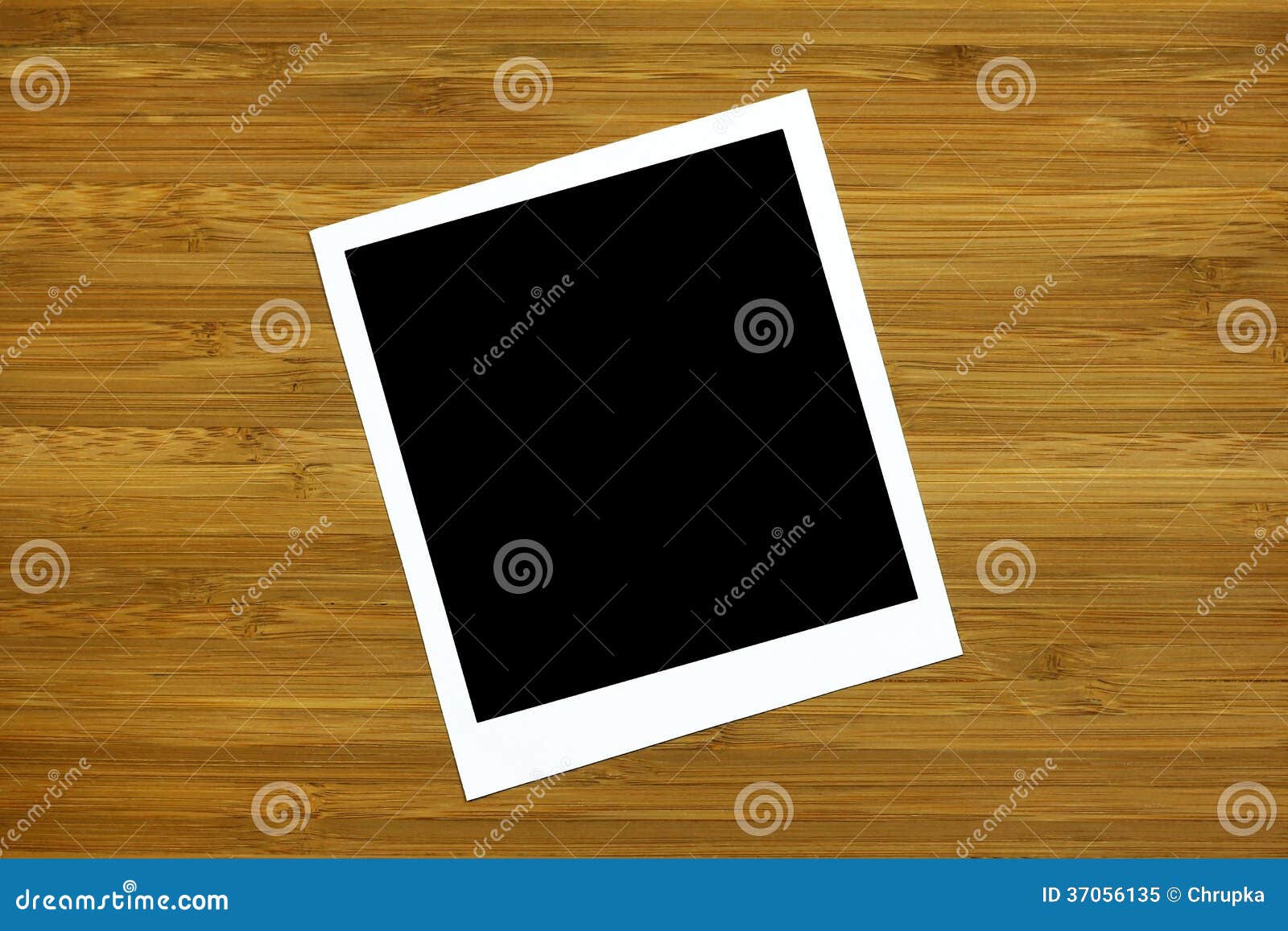 Blank Photo Frame on Wooden Background Stock Image - Image of black ...
