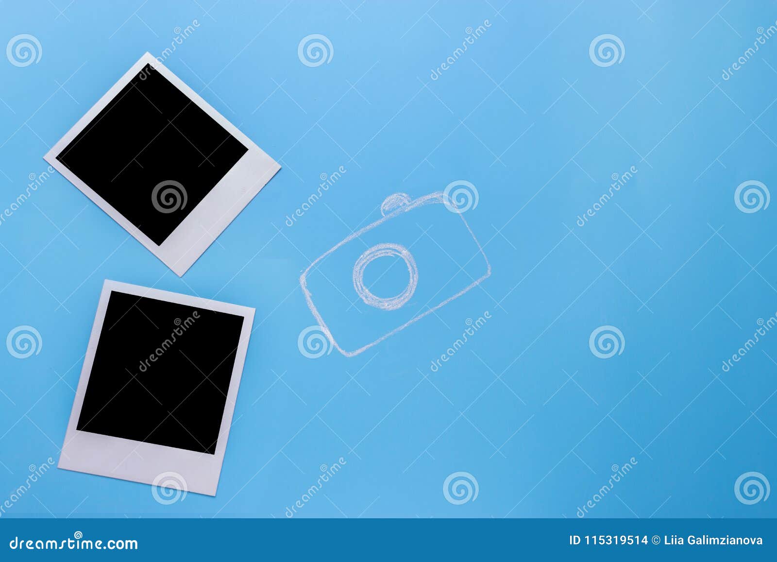 Blank photo frames, camera stock photo. Image of summer - 115319514