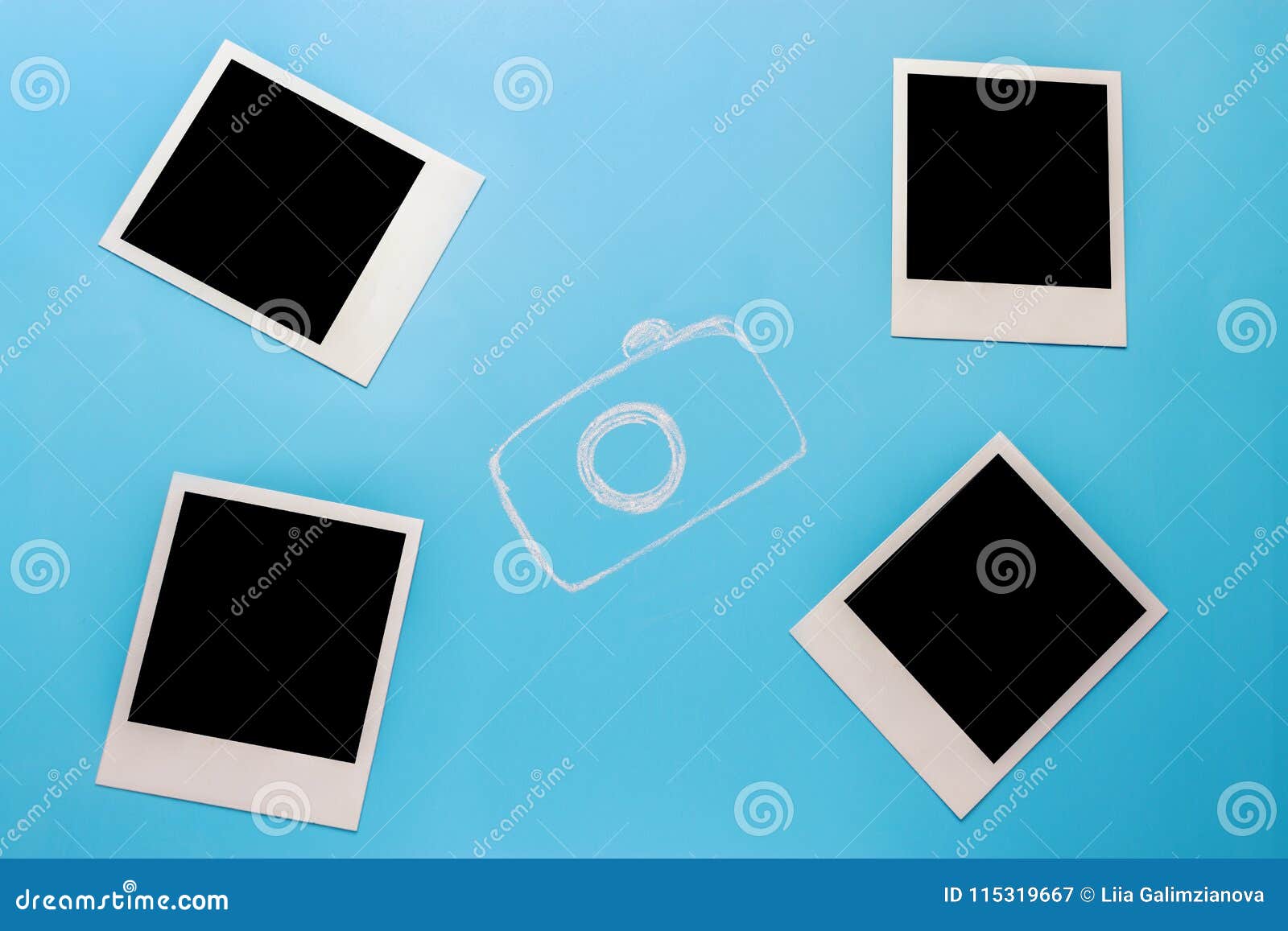 Blank photo frames, camera stock image. Image of items - 115319667