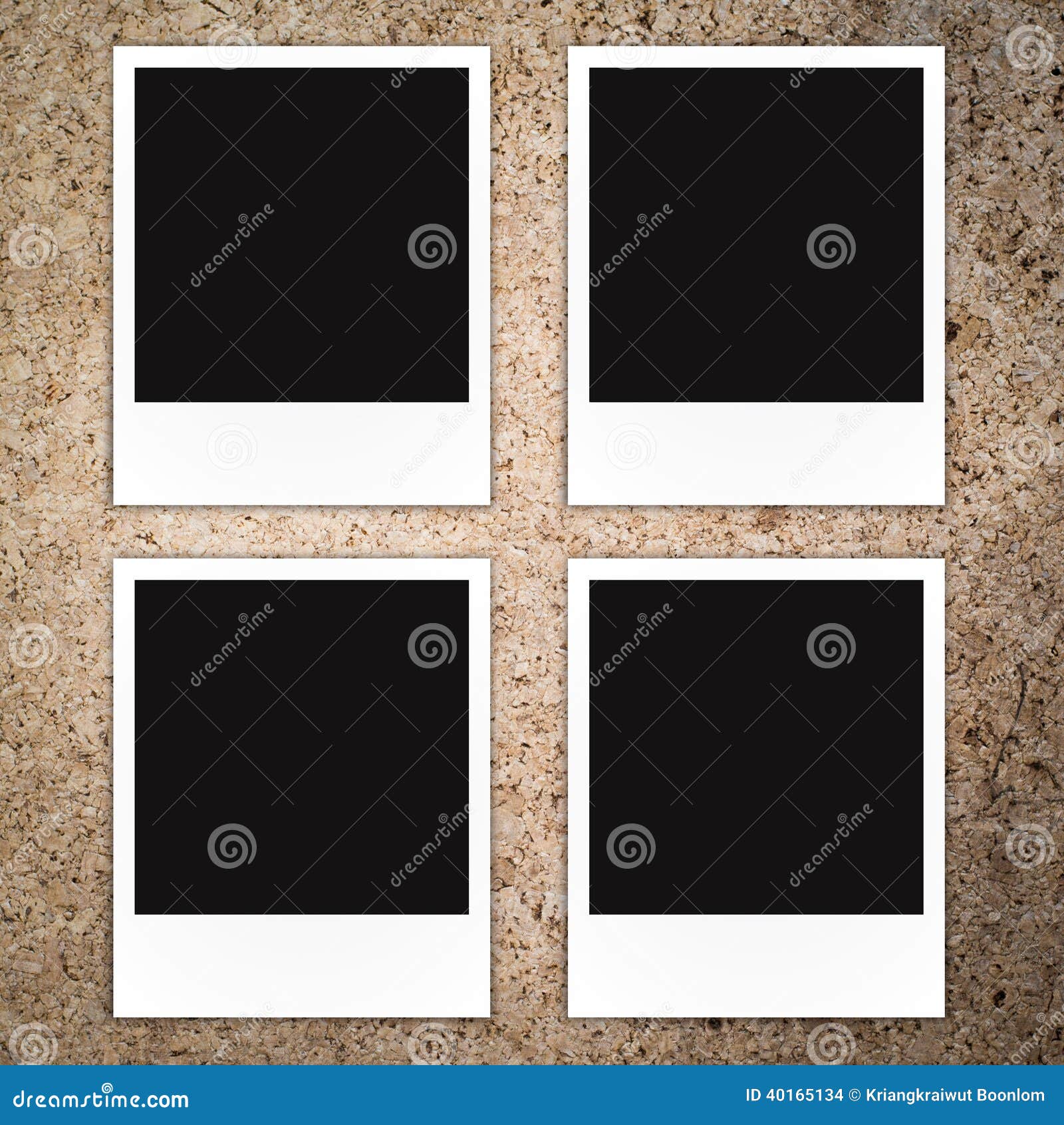 Blank Photo Frames on Notice Board Stock Photo - Image of backdrop ...