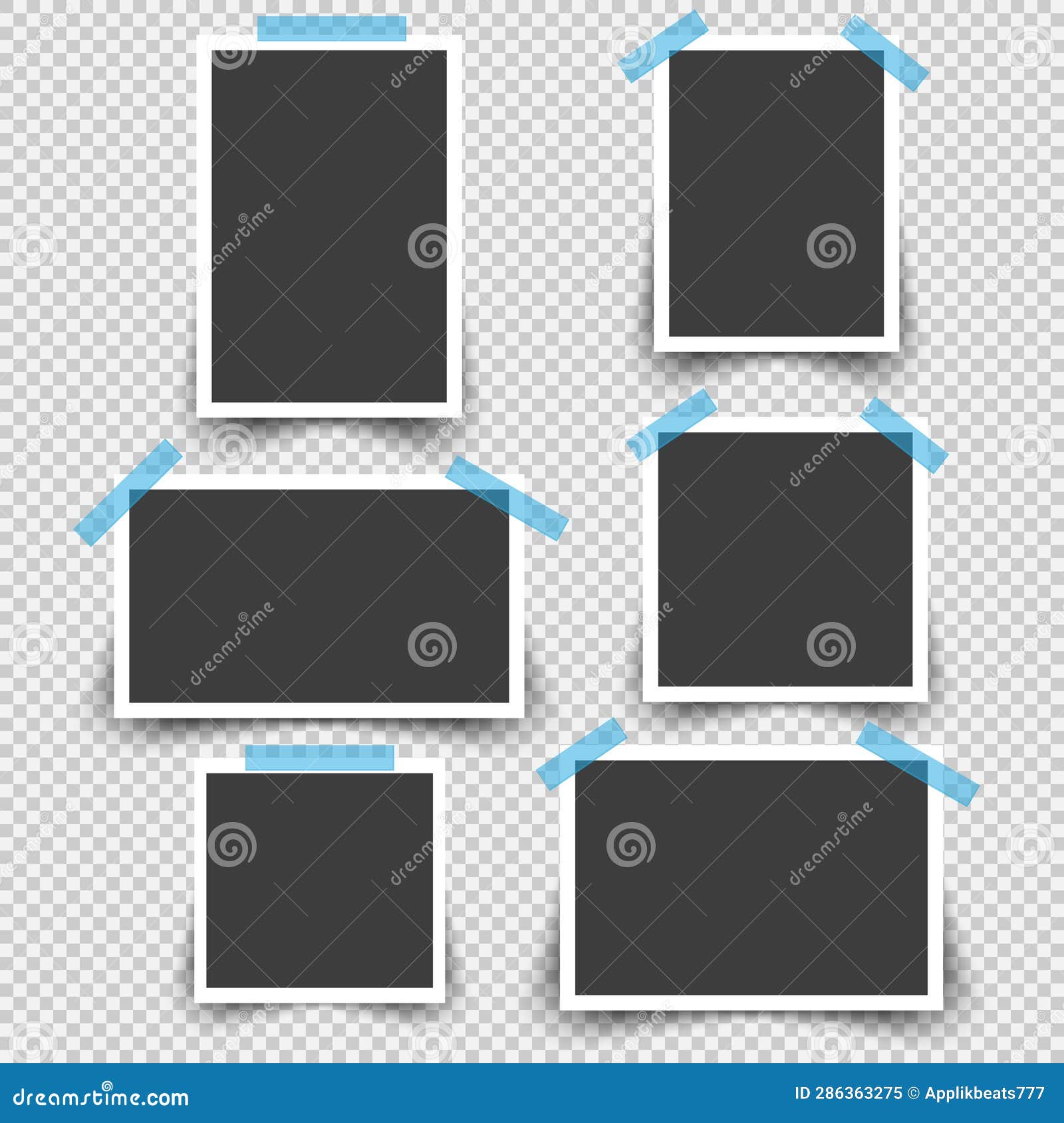 Blank Photo Frames with Sticky Tape Isolated on Transparent Background ...