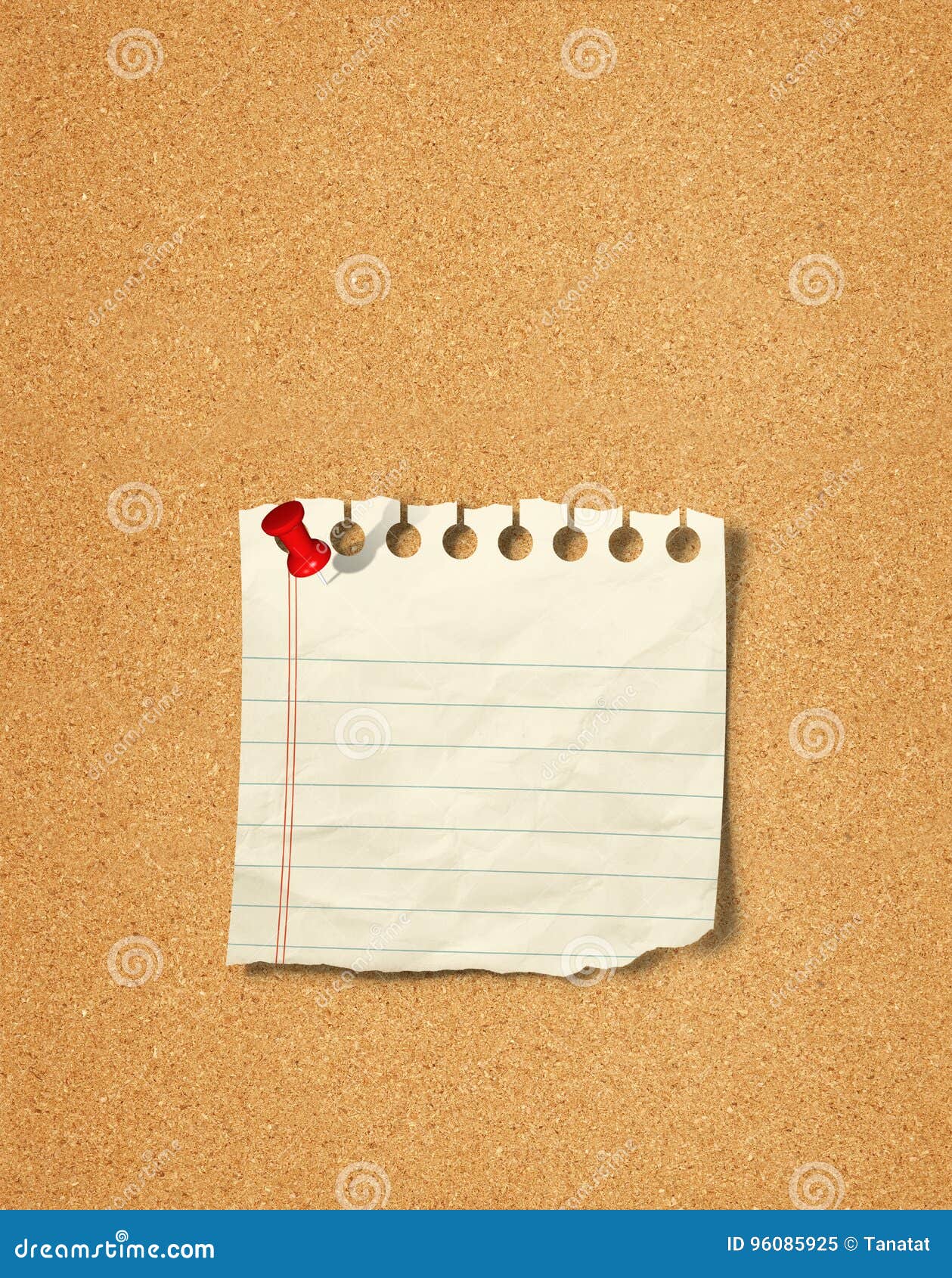 Blank Photo and Notepad with Push Pin on Cork Board Stock Image - Image ...