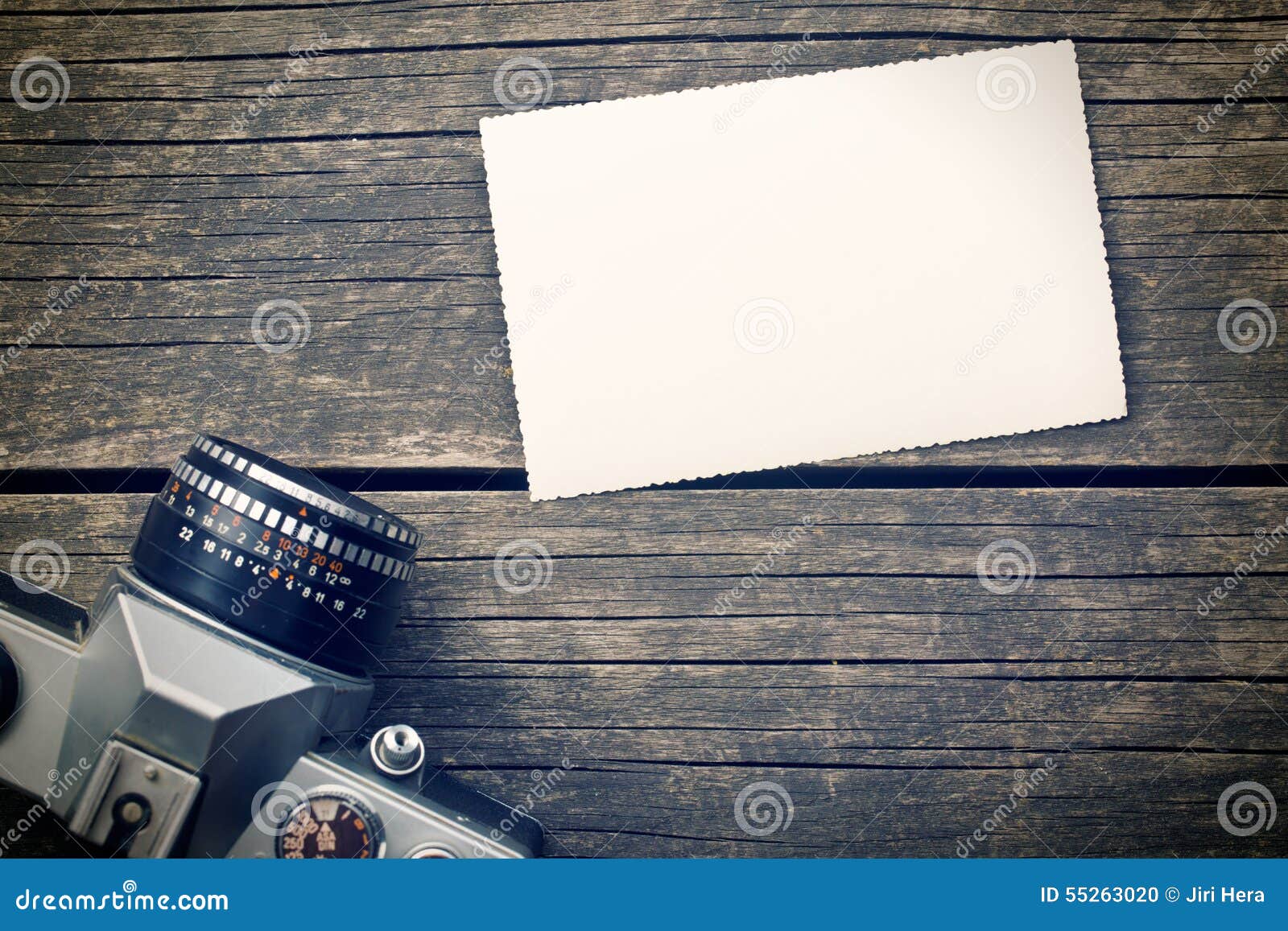 Blank Photo Paper and Retro Camera Stock Photo - Image of equipment ...