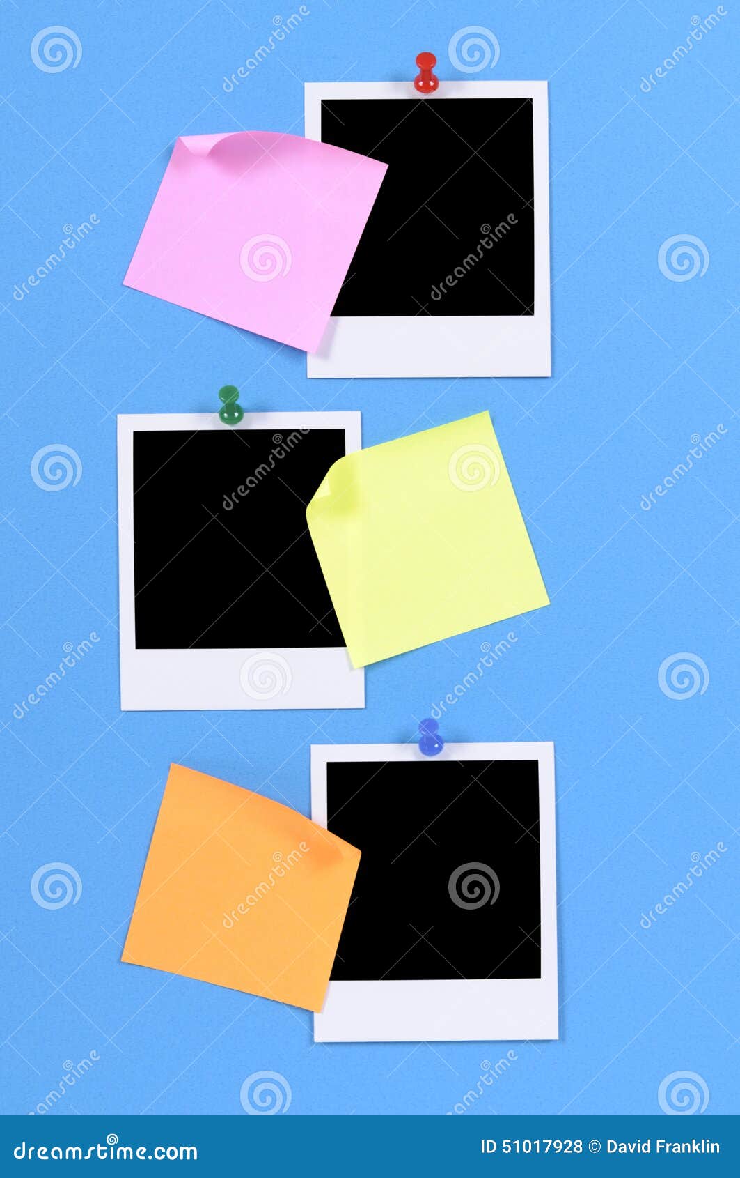 Polaroids With Post It Style Sticky Note Rope String Washing Line Stock ...