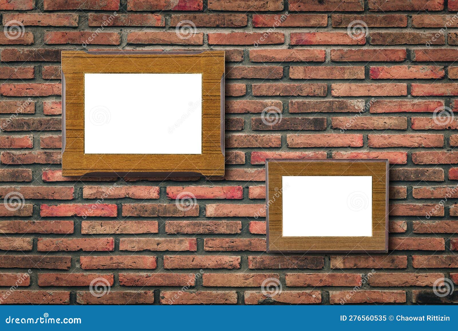 Blank Photo Wood Frame on Old Brick Wall Stock Image - Image of brick ...