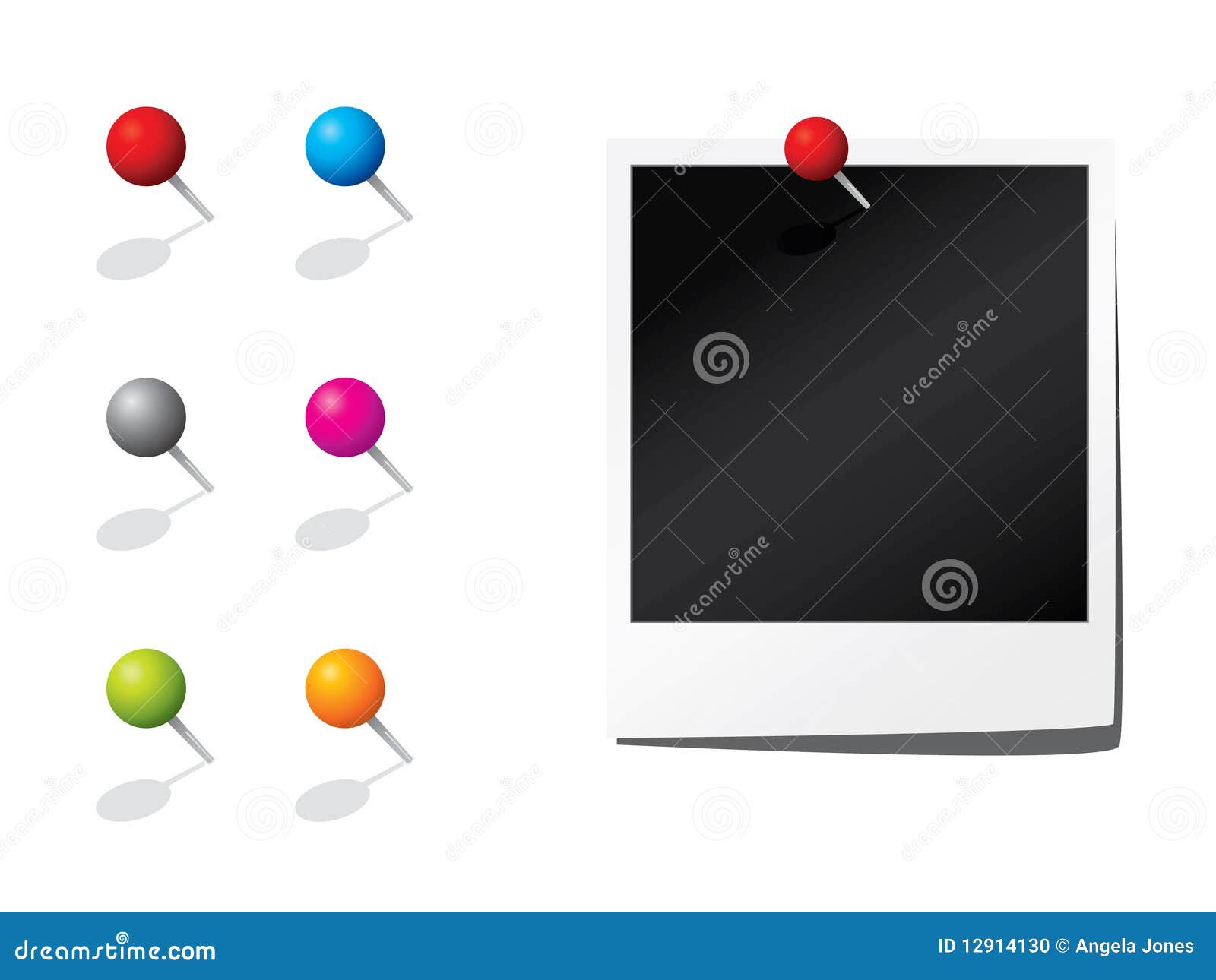 Blank photograph and pins stock vector. Illustration of blue - 12914130