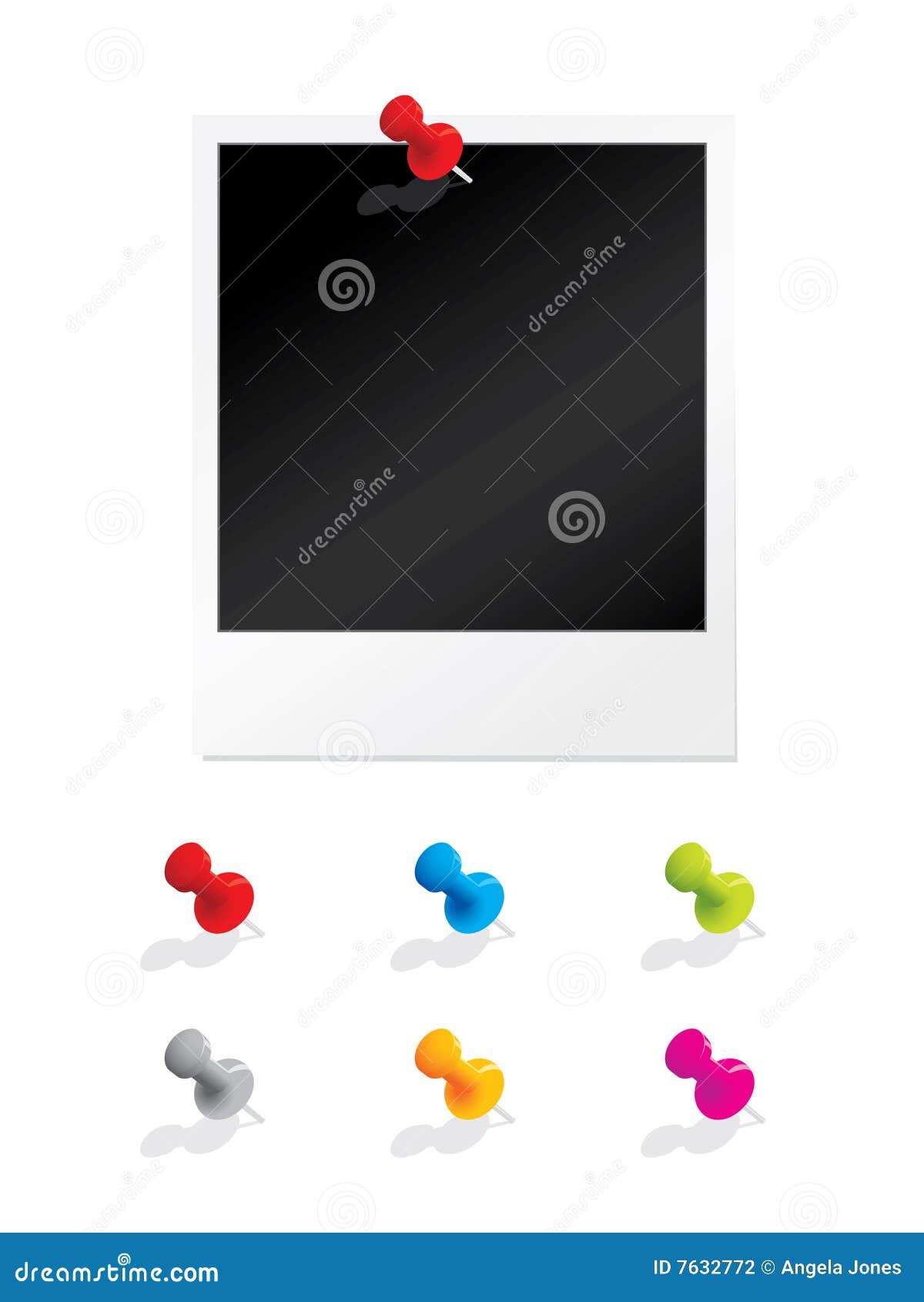 Blank photograph with pins stock vector. Illustration of bulletin - 7632772