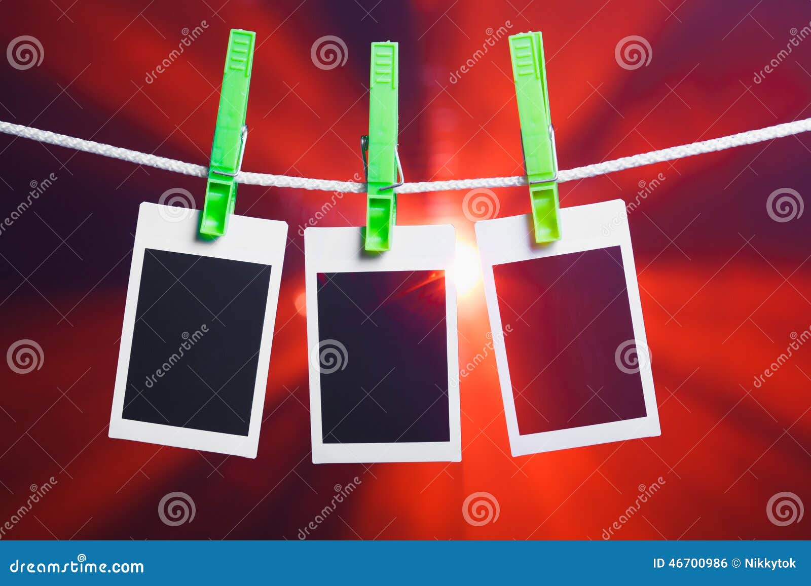 Blank Photos on Red Lights Background Stock Photo - Image of background ...