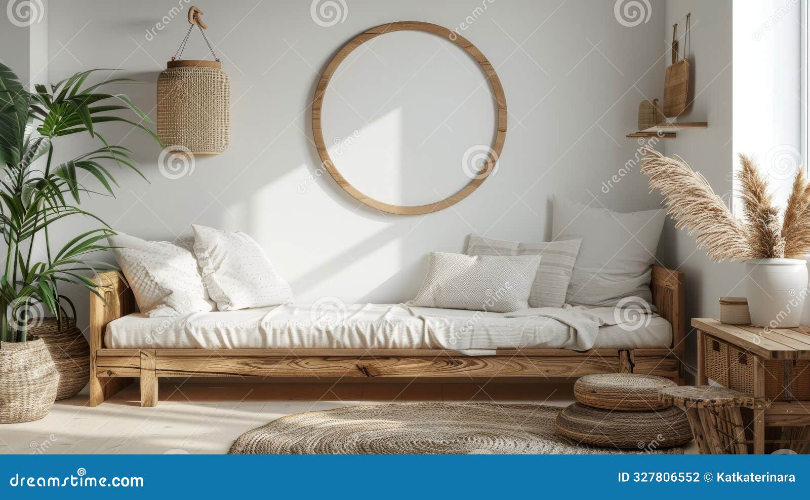 Blank Picture Frame Mock-up on a Wall. Artwork Template in Rustic Boho ...