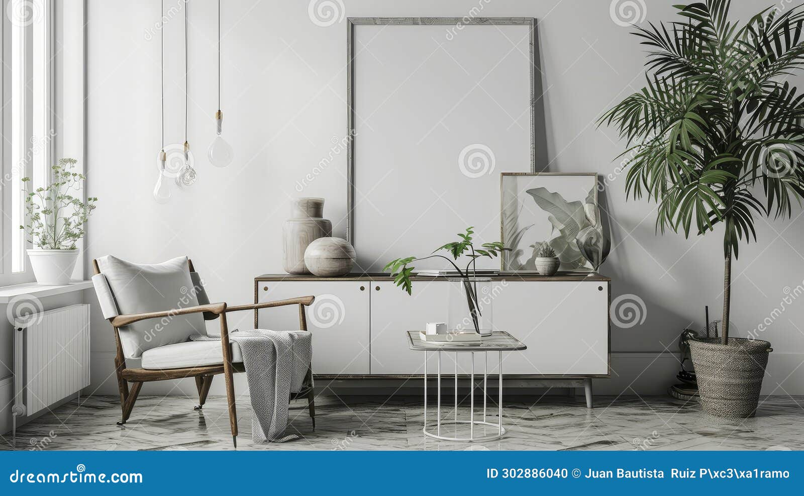 Blank Picture Frame Mockup on a Wall. Landscape Orientation. Artwork ...