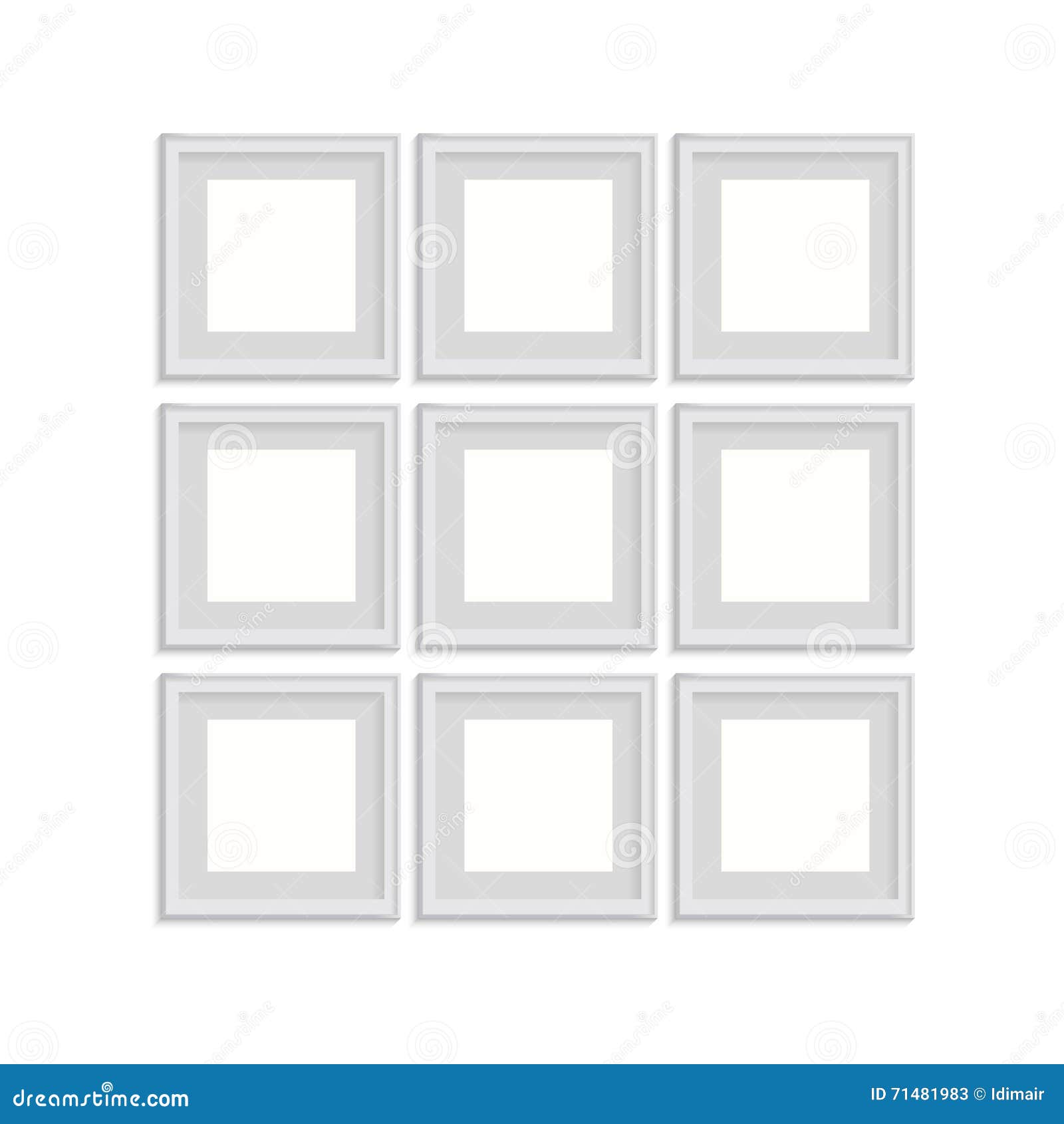 Blank Picture Frame Template Set Isolated on Wall Stock Vector ...