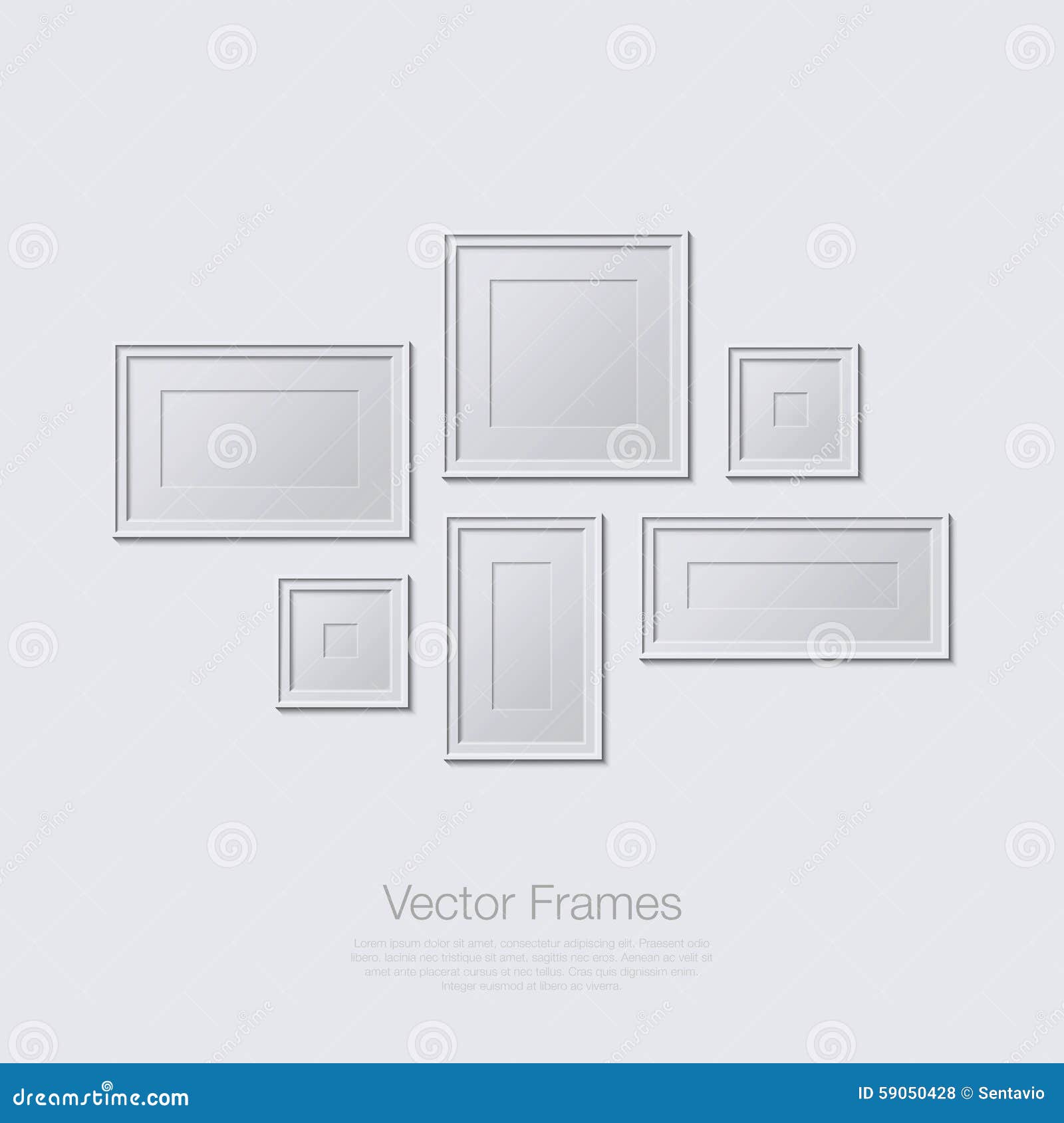 Blank Picture Frame Template Set on Wall Stock Vector - Illustration of ...