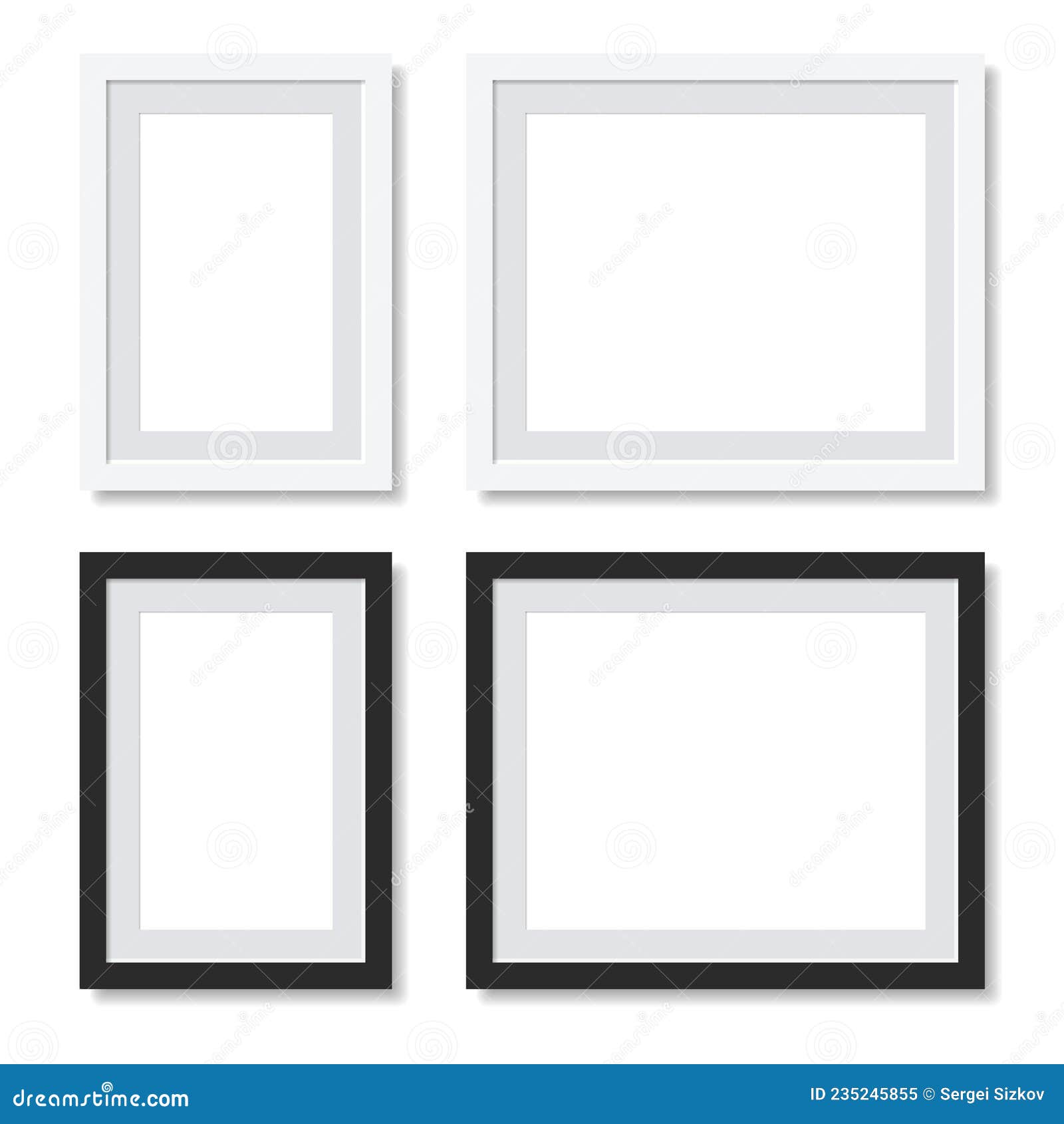 Blank Picture Frame Templates Set on White Background. Vector Stock ...