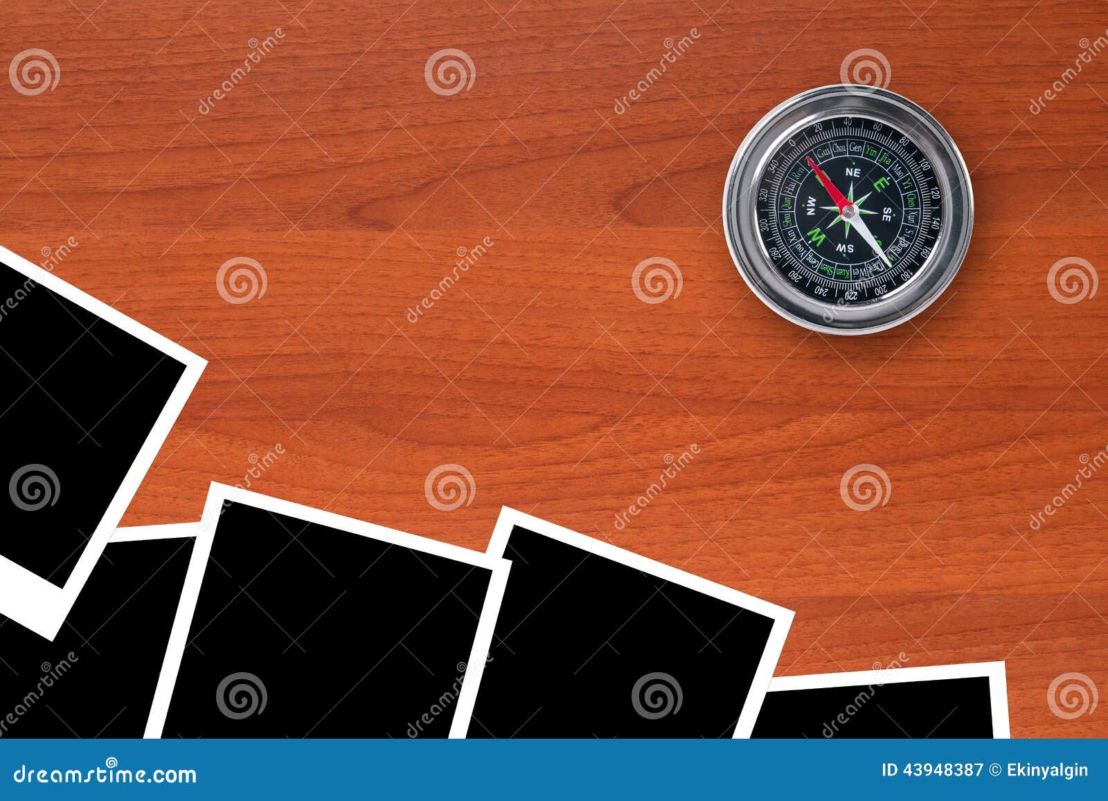 Blank Picture Frames and Compass Stock Image - Image of concept, frame ...