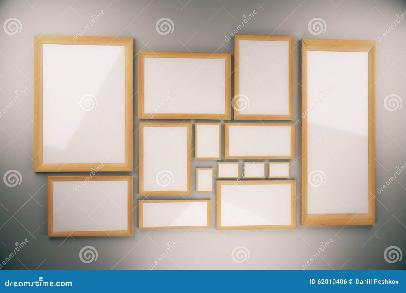 Blank Picture Frames Composition on the Wall Stock Illustration ...