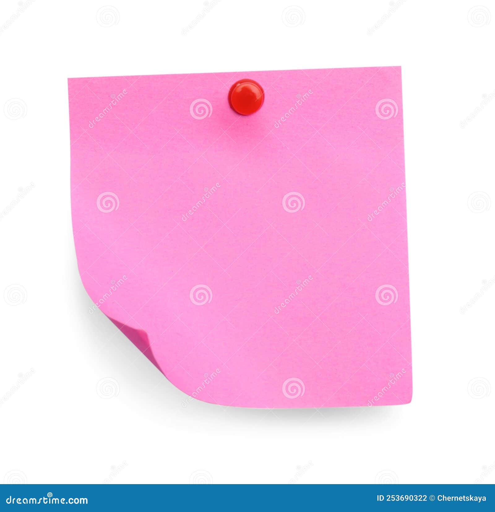 Blank Pink Note Pinned on White Background, Top View Stock Photo ...