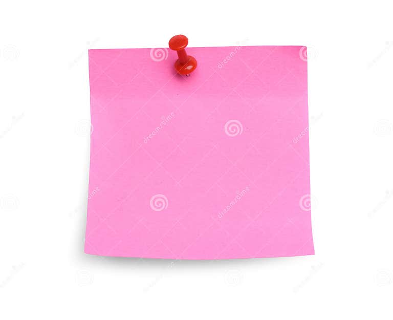 Blank Pink Note Pinned on White Background, Top View Stock Image ...