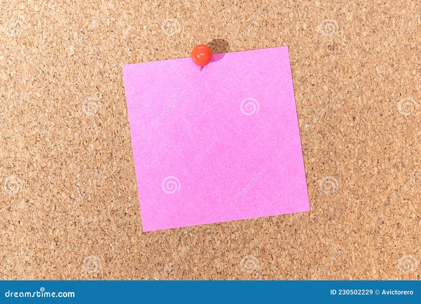 Blank Pink Note and Push Pin on Cork Board Stock Image - Image of ...